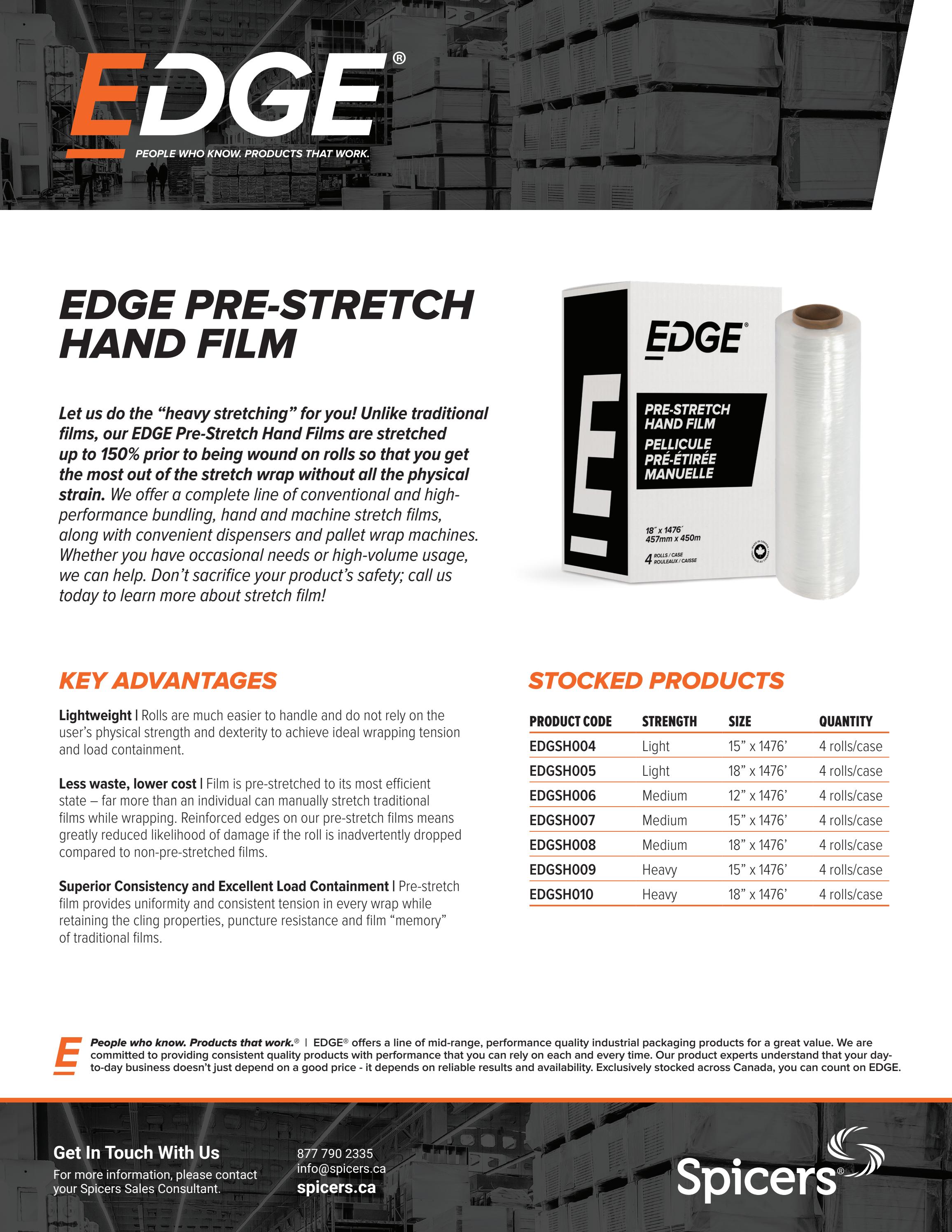 EDGE Pre-stretch Hand Film by Spicers Canada - Issuu