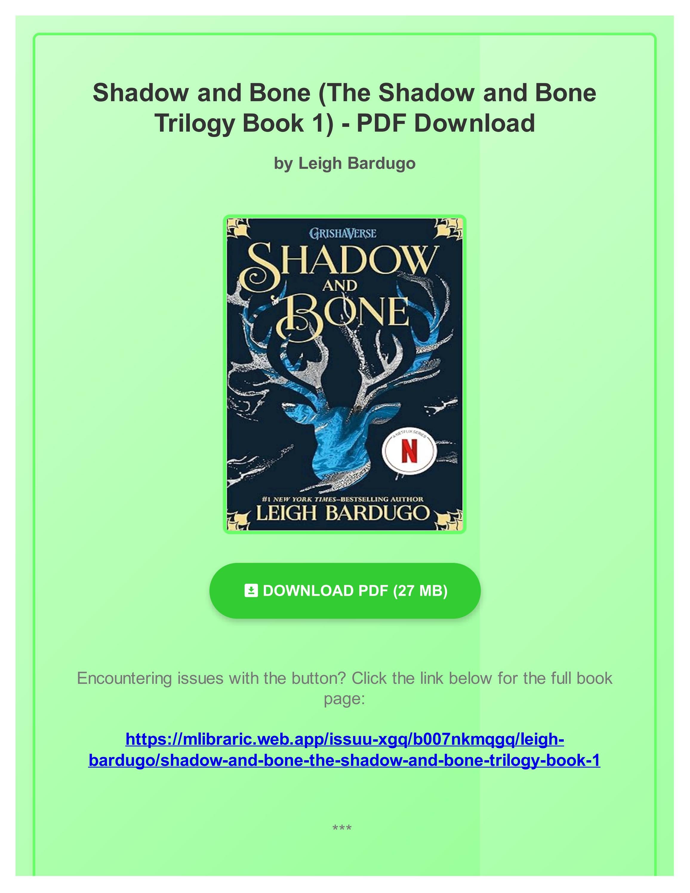 Pdf Download Shadow And Bone The Shadow And Bone Trilogy Book 1 By Leigh Bardugo By