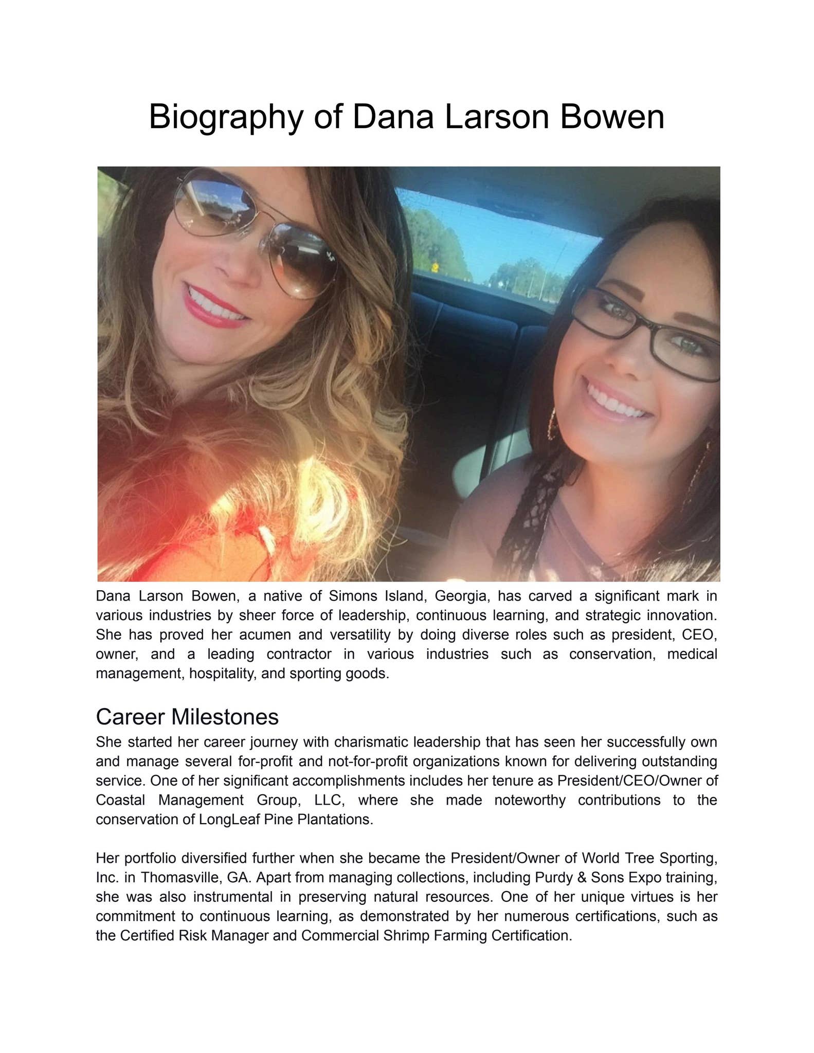 Biography of Dana Larson Bowen by Dana Larson Bowen - Issuu