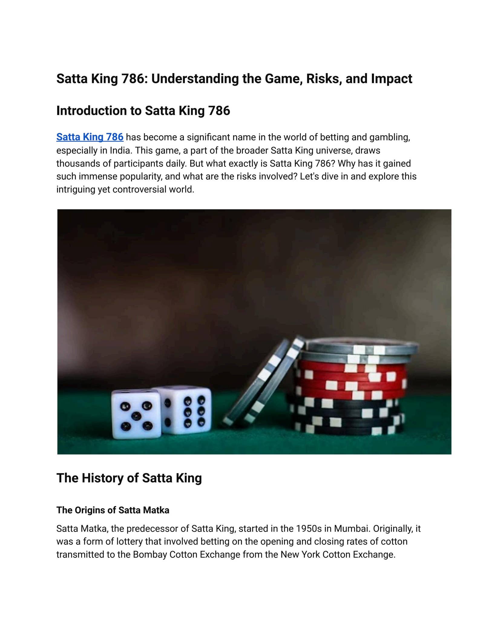Understanding the Game, Risks, and Impact Introduction to Satta King ...