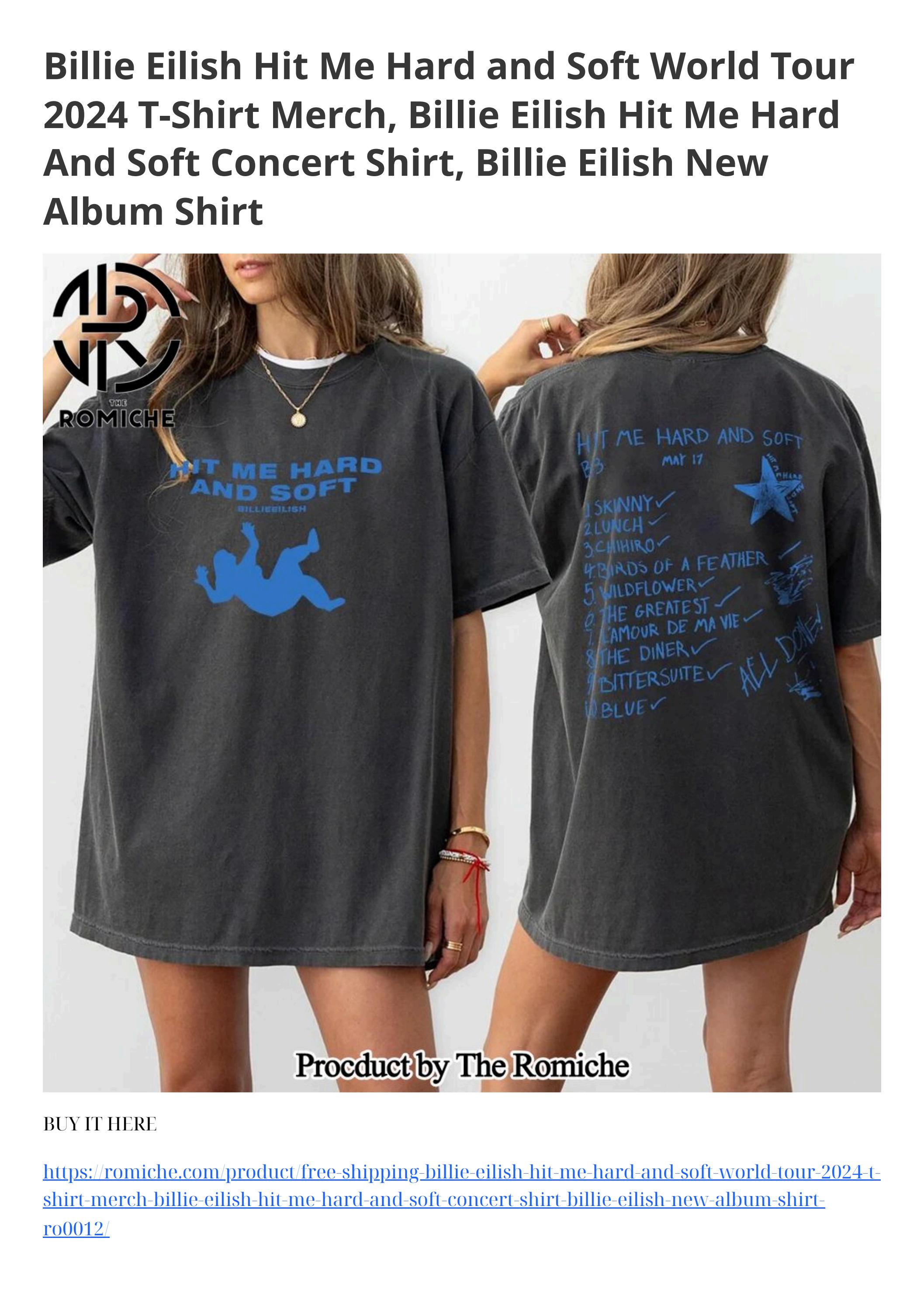 Billie Eilish Hit Me Hard and Soft World Tour 2024 T-Shirt Merch ...