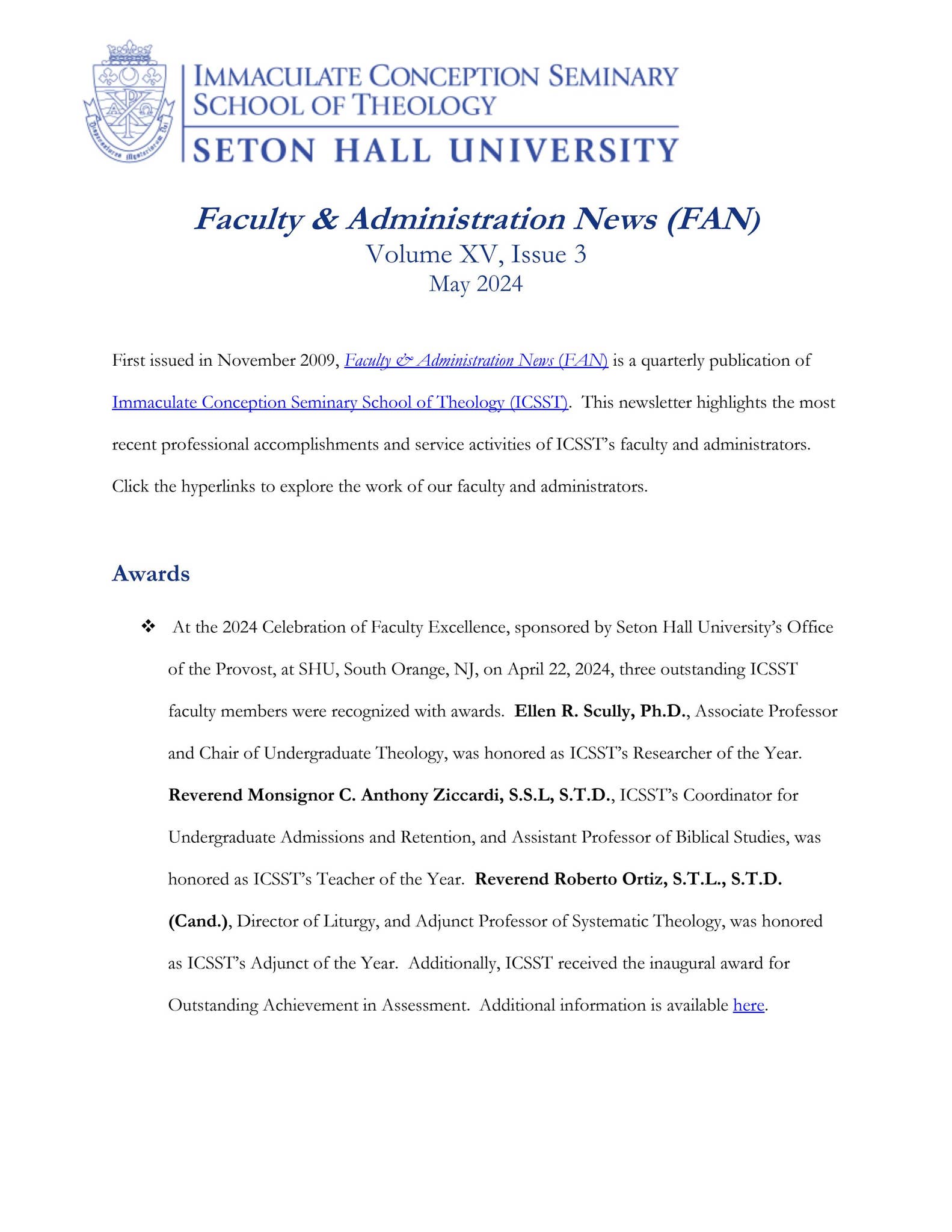 FAN May 2024 Volume XV Issue 3 by Seton Hall Publications Alumni Magazine - Issuu