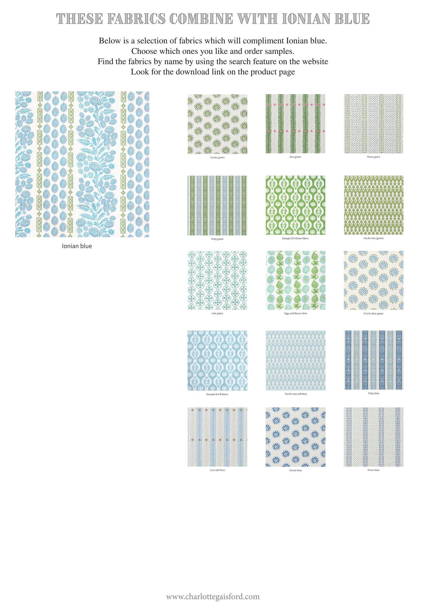 Ionian blue complimentary fabrics by charlotte gaisford - Issuu