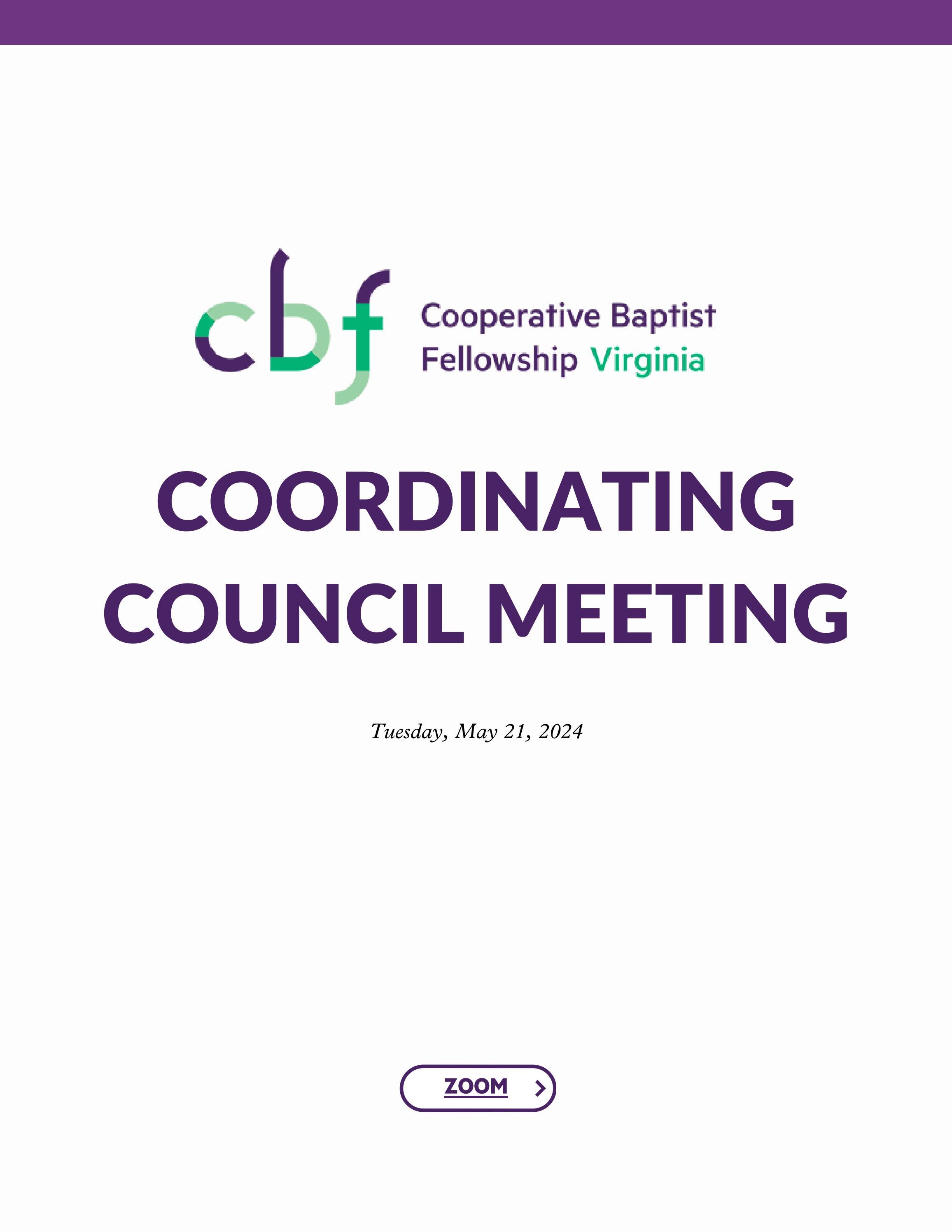 CBFVA Coordinating Council- May 21, 2024 by Cooperative Baptist ...
