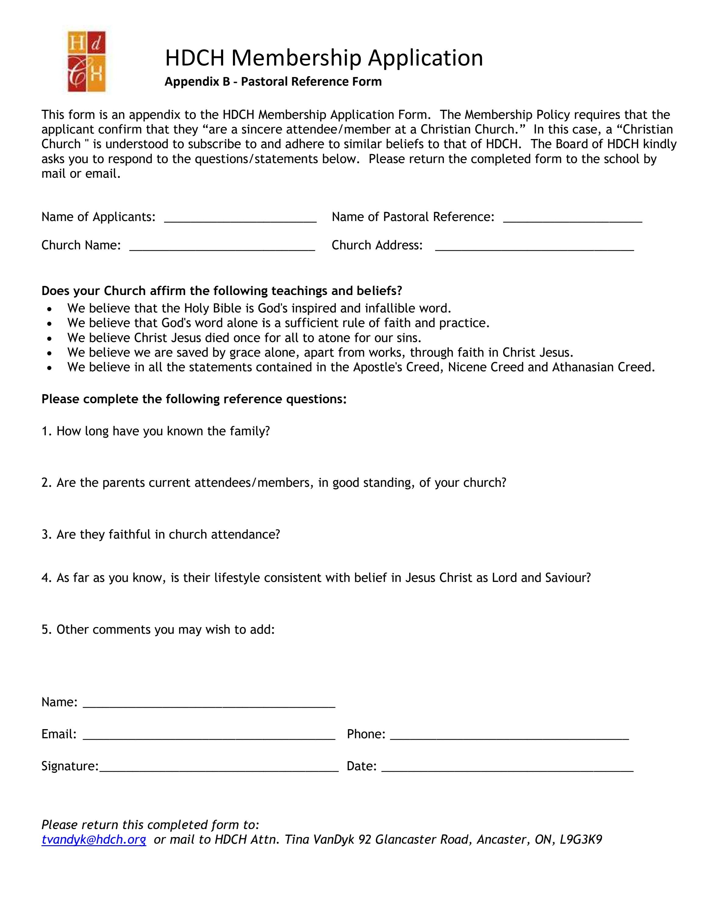 Pastoral Reference Form by Hamilton District Christian High - Issuu