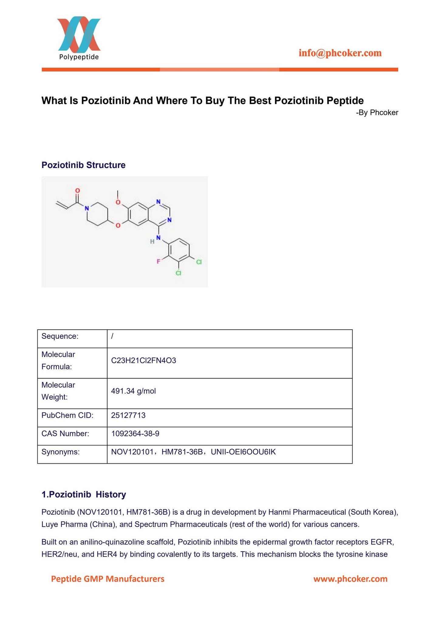 What Is Poziotinib And Where To Buy The Best Poziotinib Peptide by ...