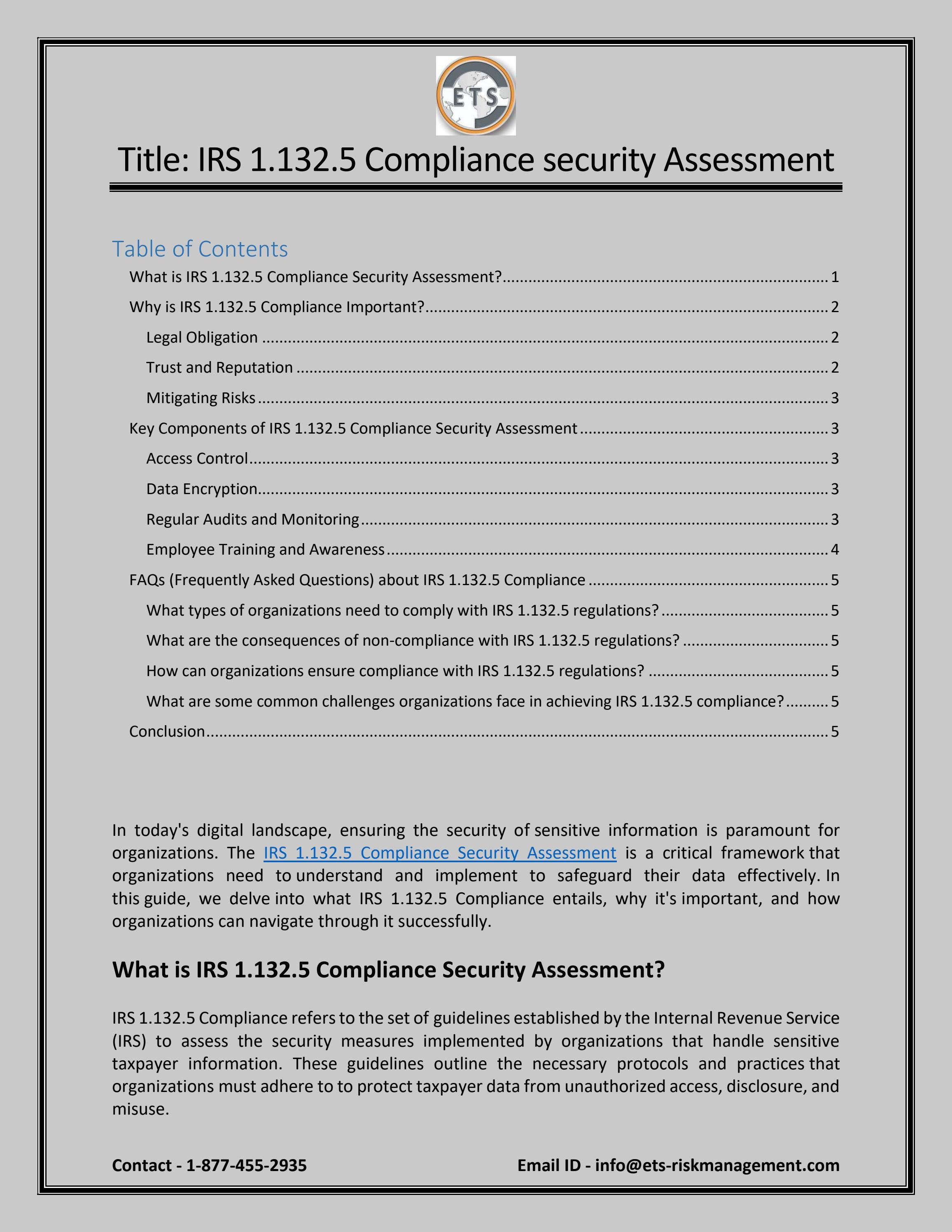 IRS 1.132.5 Compliance security Assessment by Web Cures Digtal - Issuu