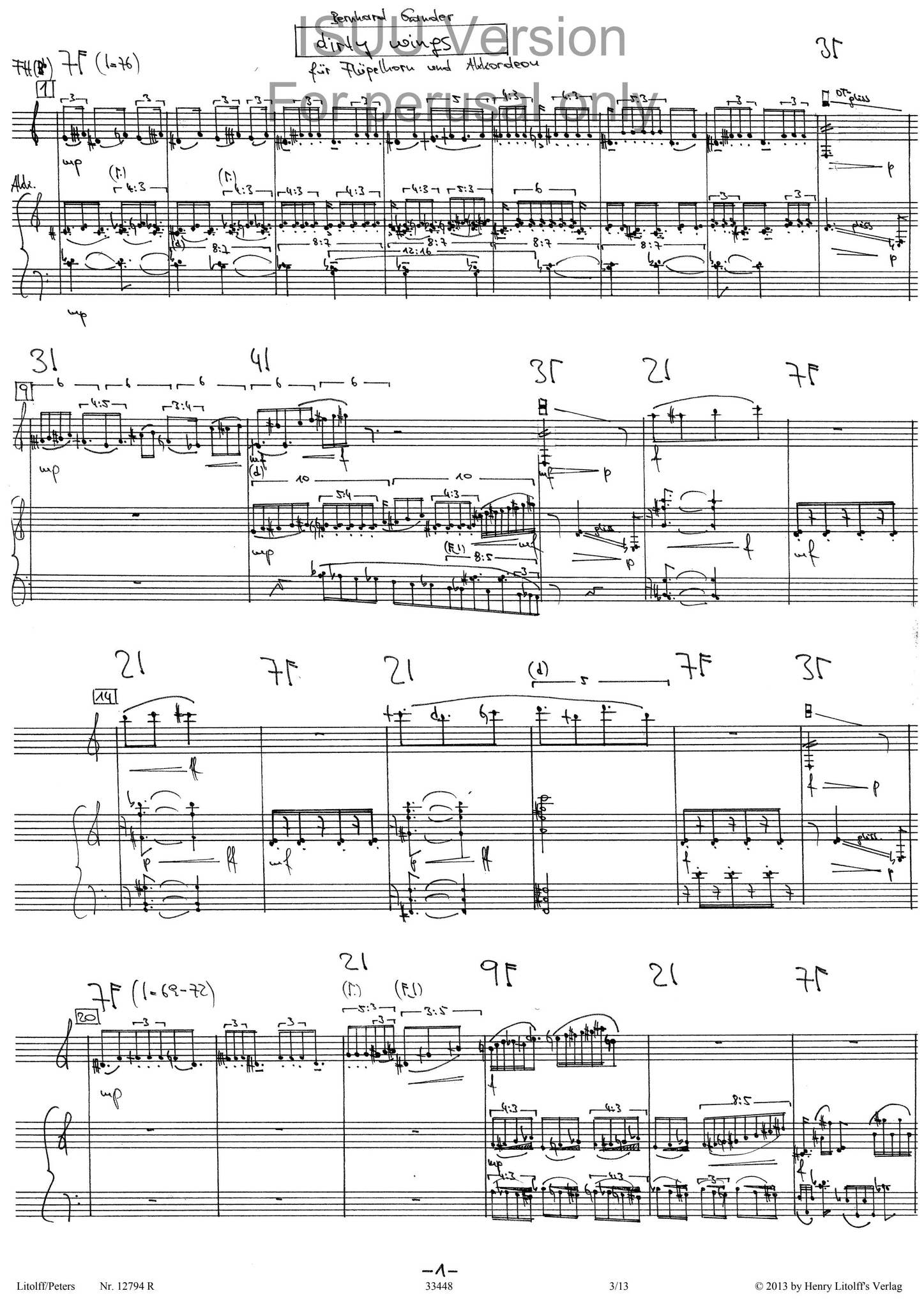 Bernhard Gander_Dirty Wings_EP12794_Autograph Score_ISUU Version - For ...
