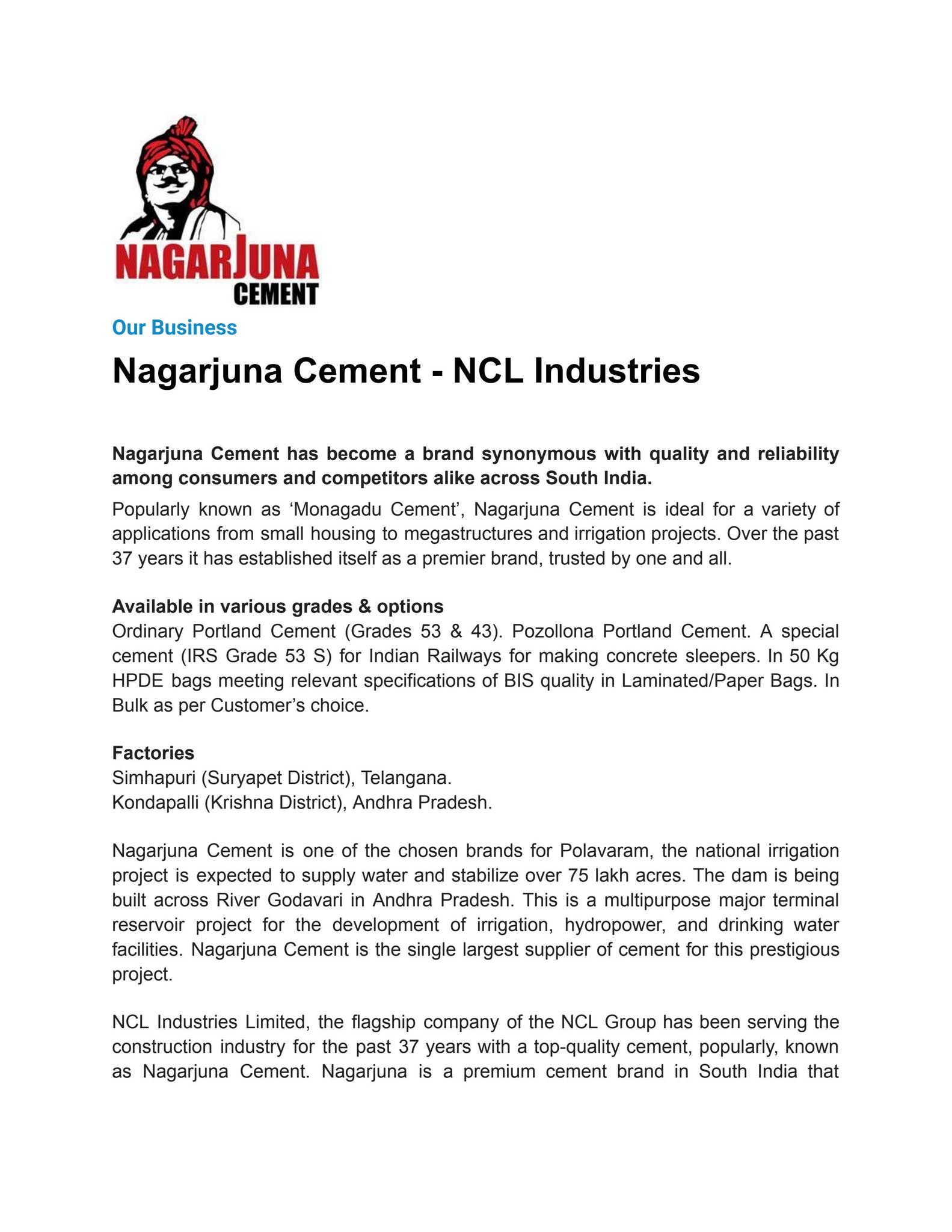 Cement Manufacturers India - NCL Industries by NCL Industries @NCL ...