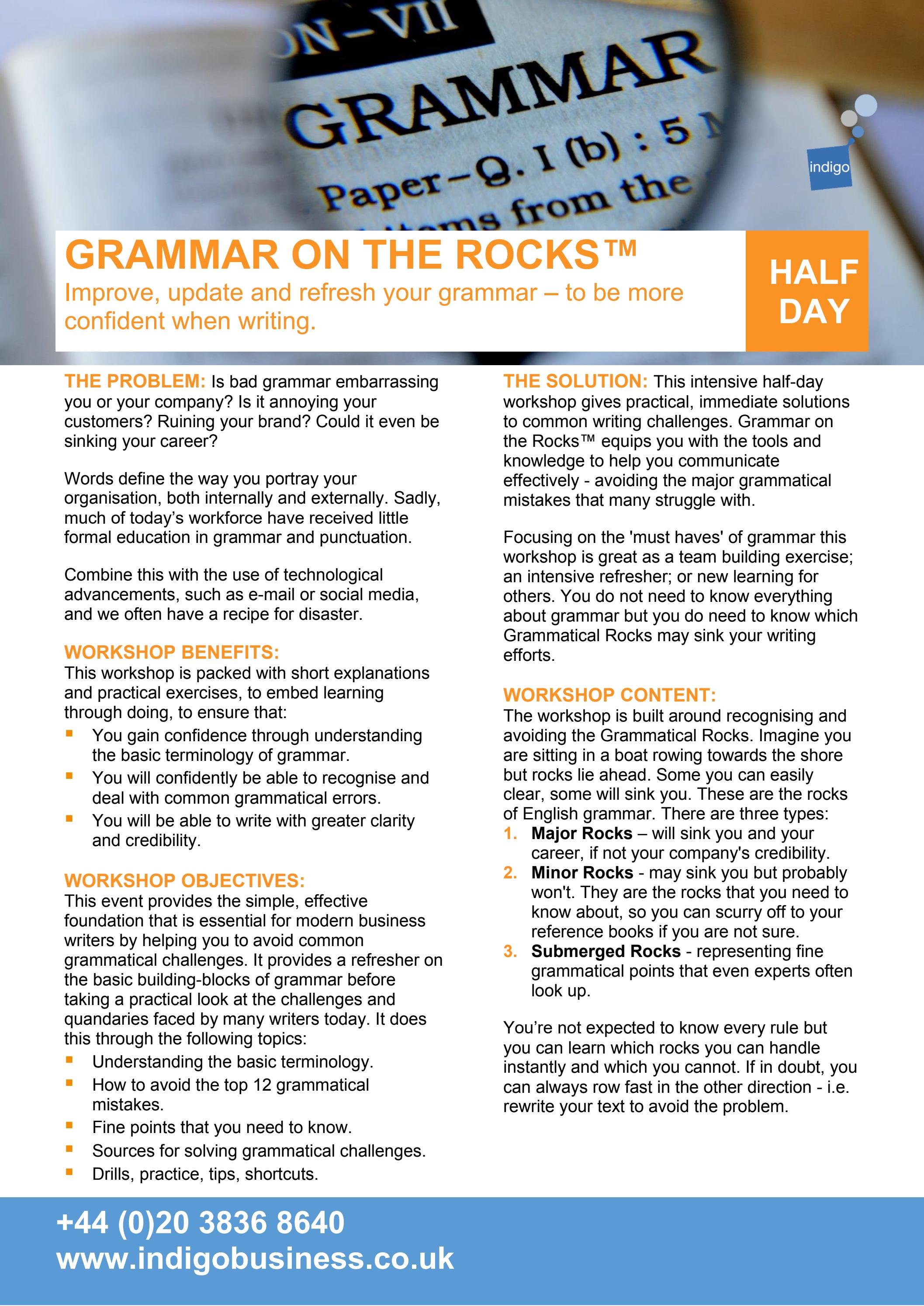 Grammar on the Rocks™ workshop brochure - official UK distributor by ...