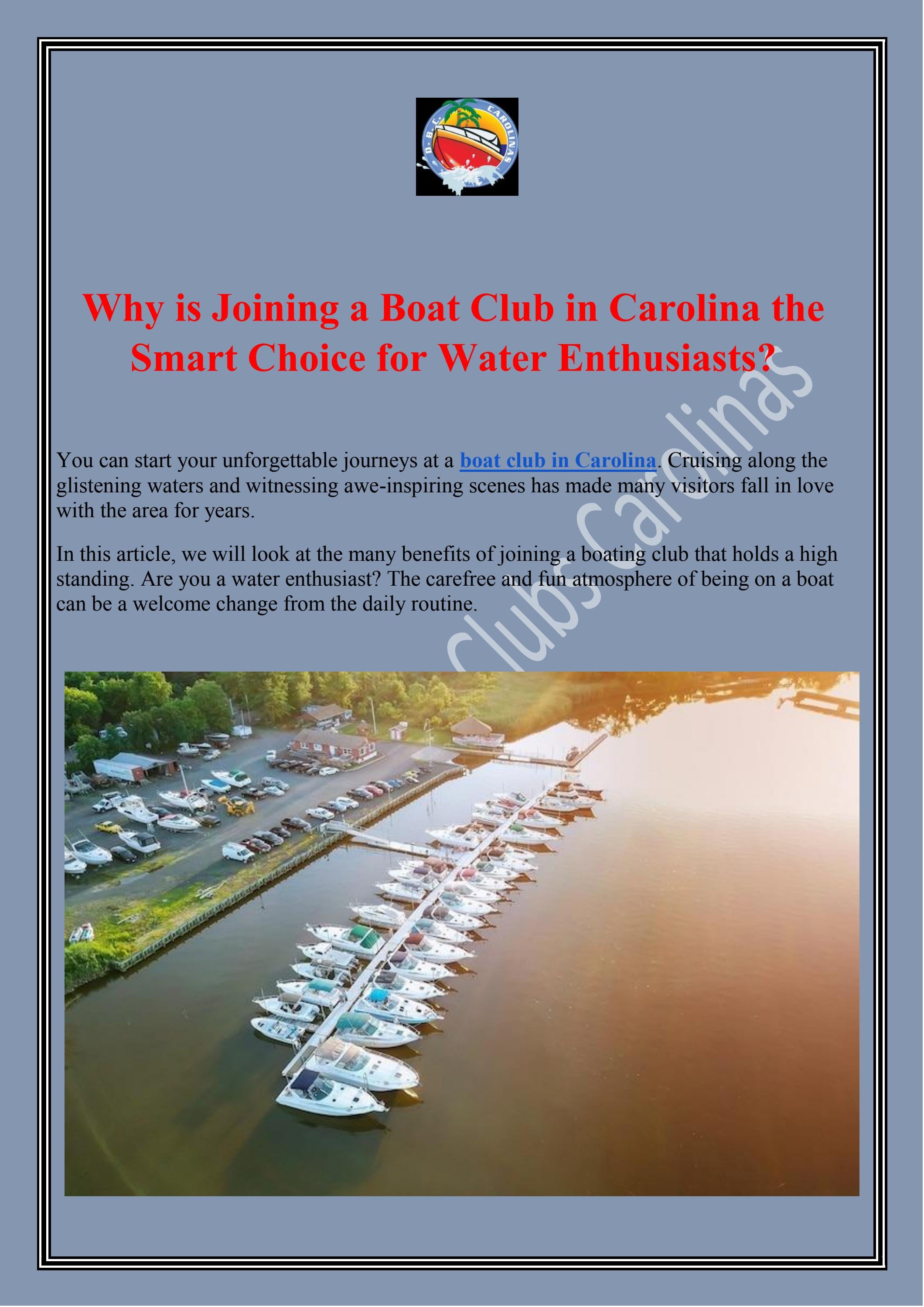 Why is Joining a Boat Club in Carolina the Smart Choice for Water ...