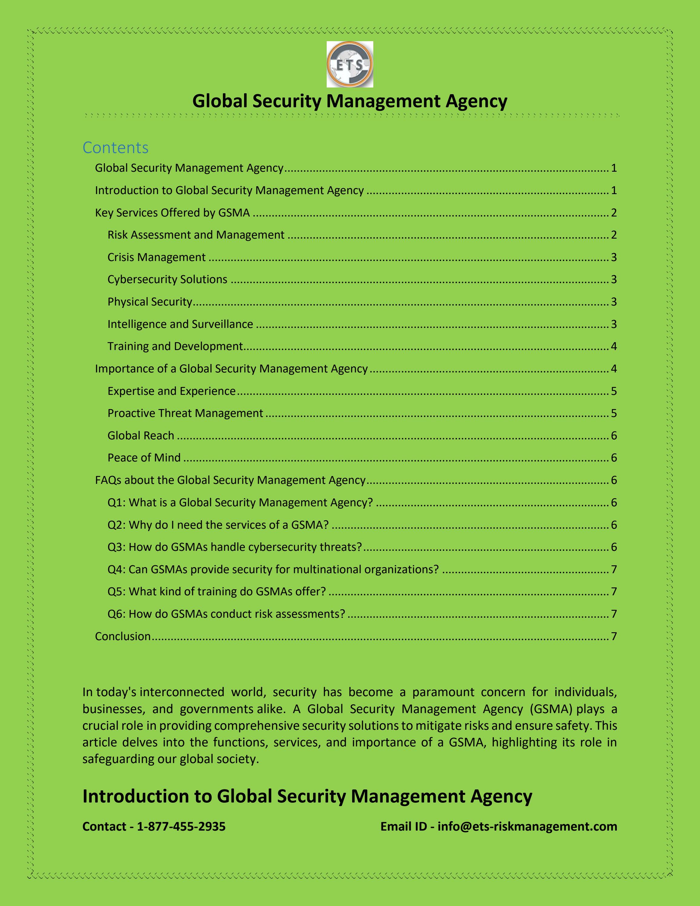 Global Security Management Agency by Web Cures Digtal - Issuu