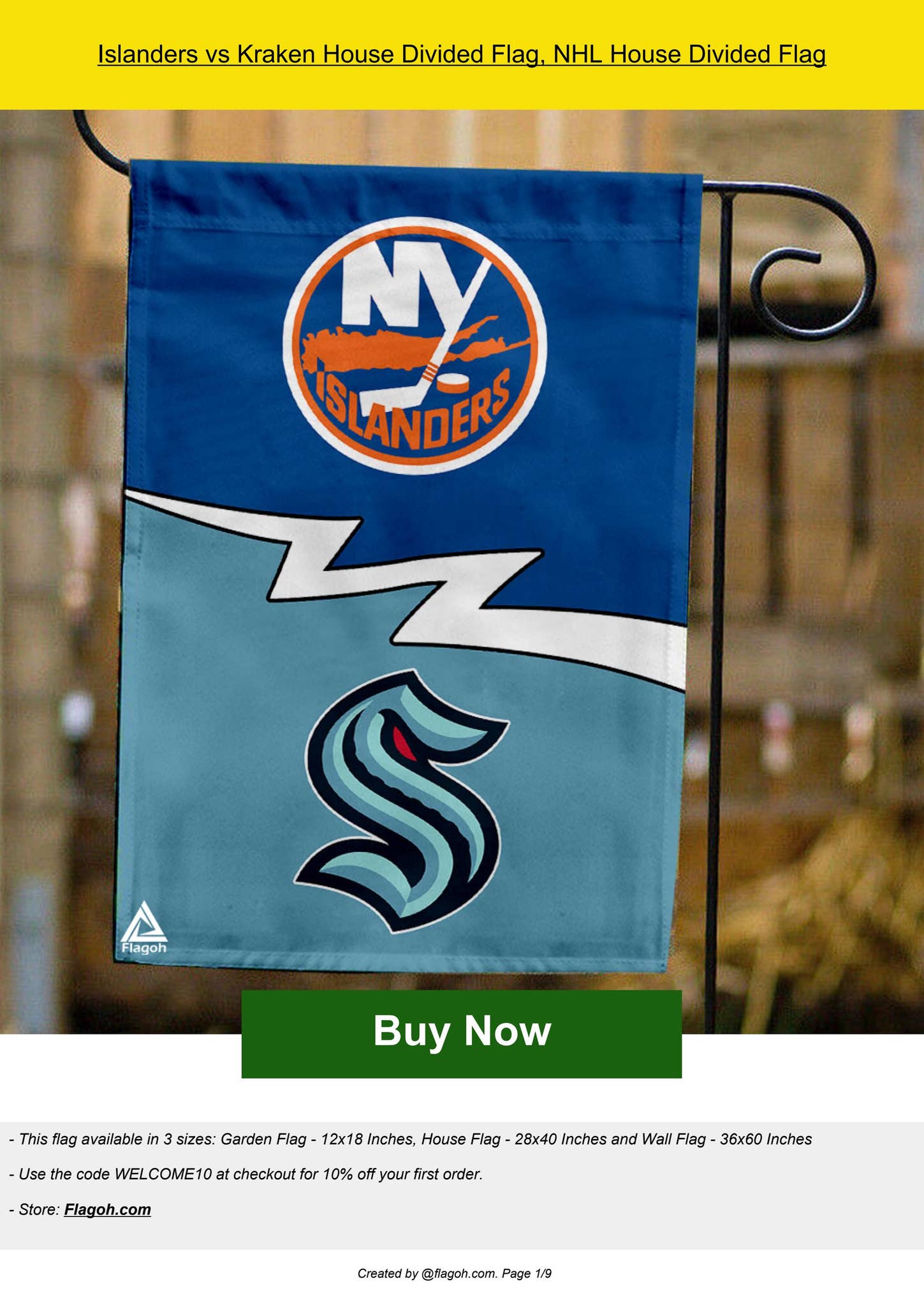 Islanders vs Kraken House Divided Flag, NHL House Divided Flag by ...
