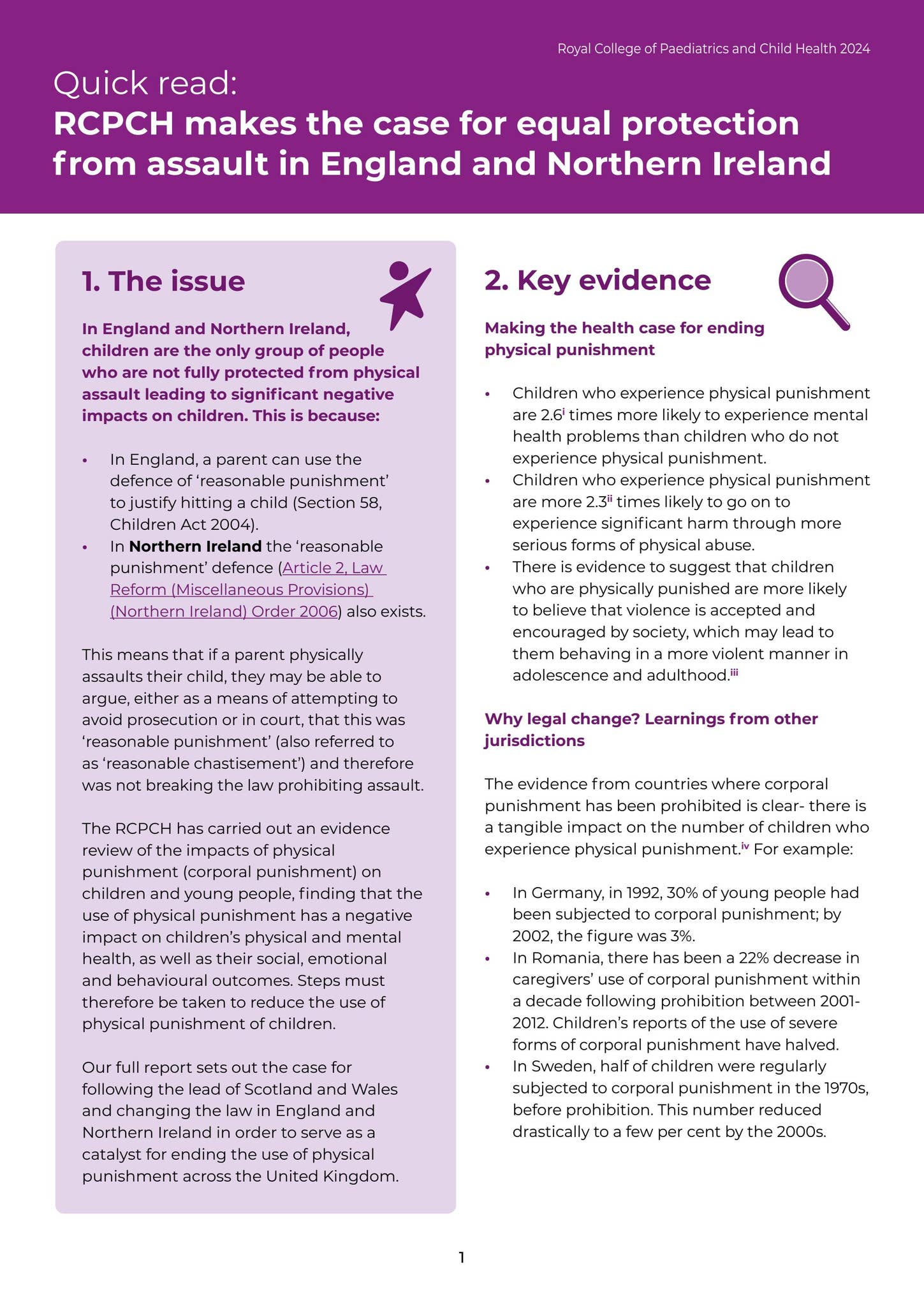 Quick read: RCPCH makes the case for equal protection from assault in ...