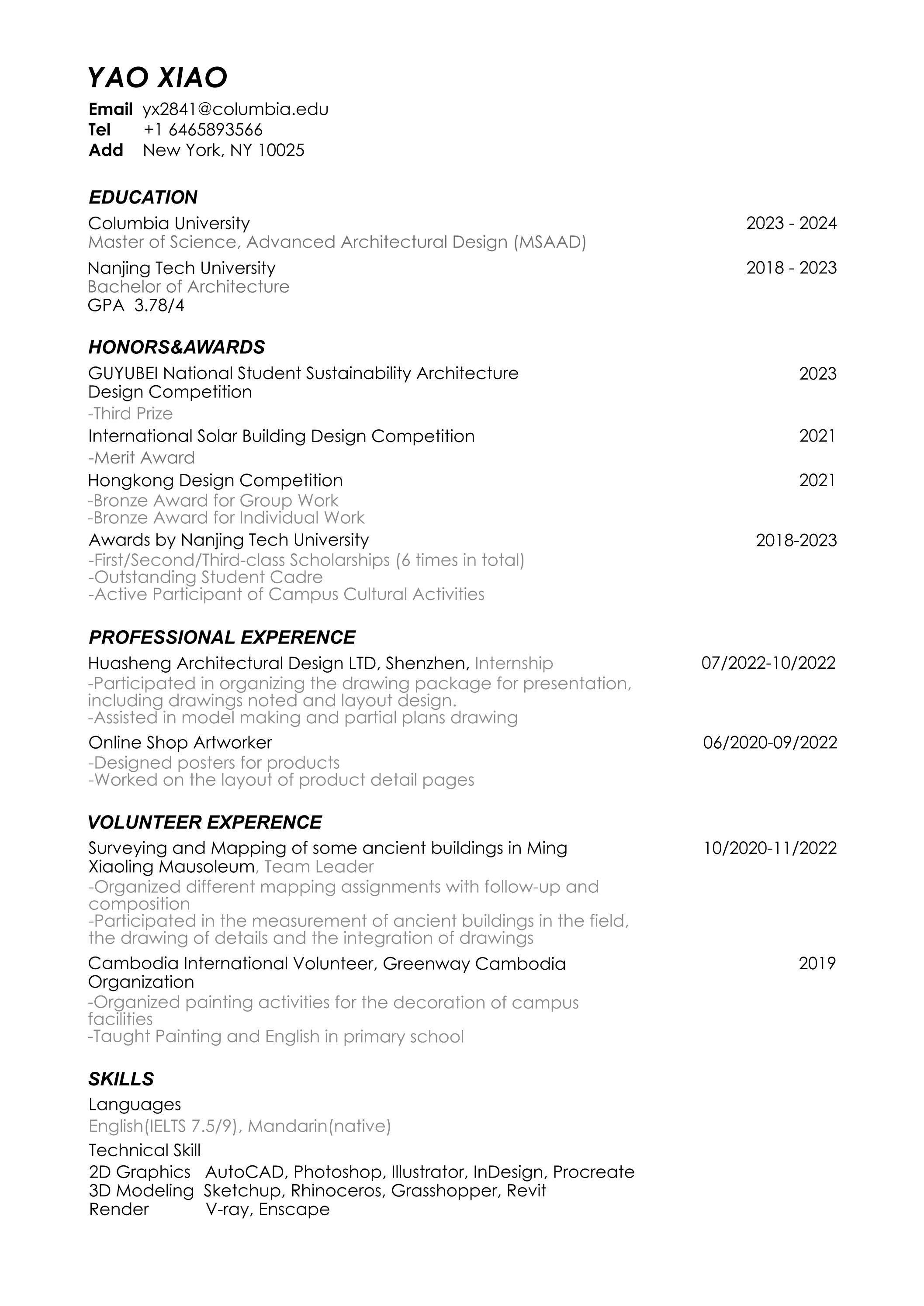 Resume_Yao Xiao by SherryXiao1018 - Issuu