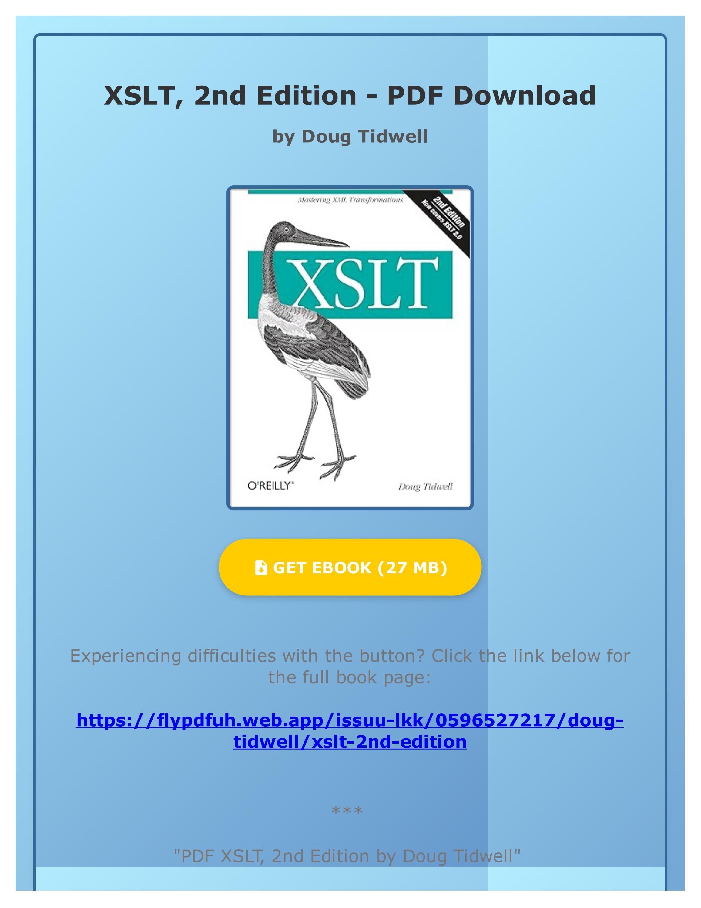 Pdf Xslt 2nd Edition By Doug Tidwell By Laisharomaguerafk Issuu