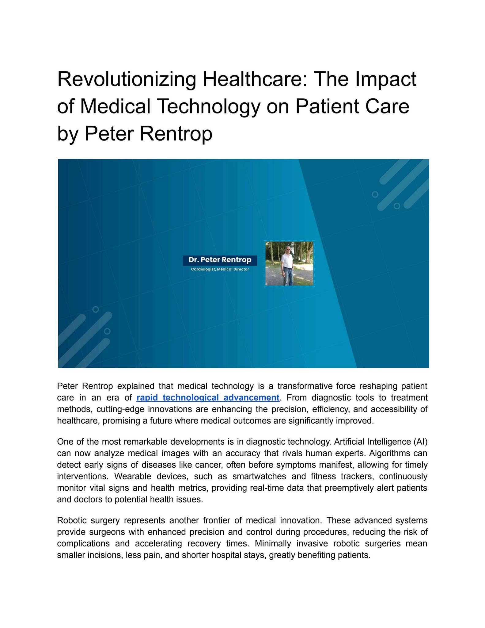 Revolutionizing Healthcare: The Impact of Medical Technology on Patient ...