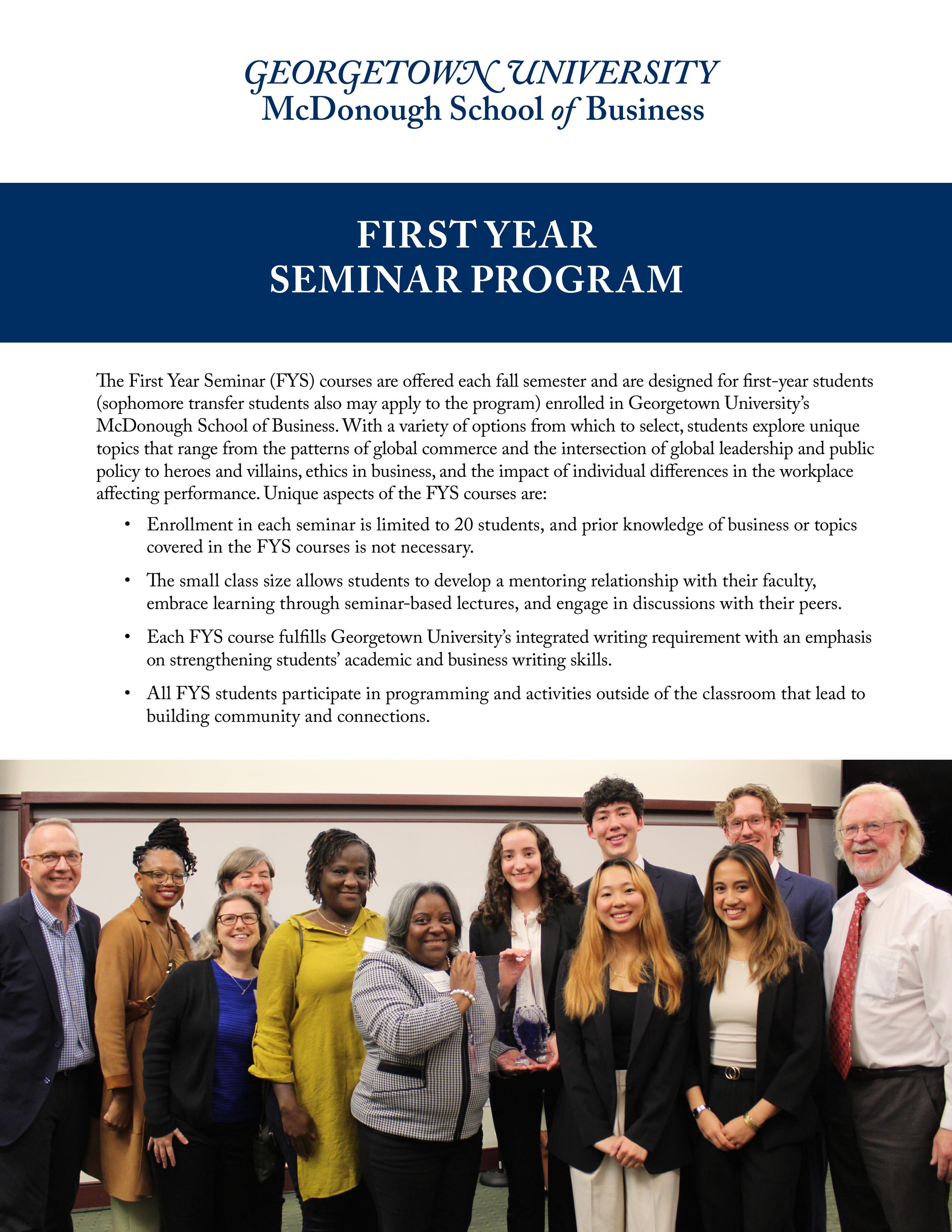 2024 First Year Seminars by Georgetown University McDonough School of ...