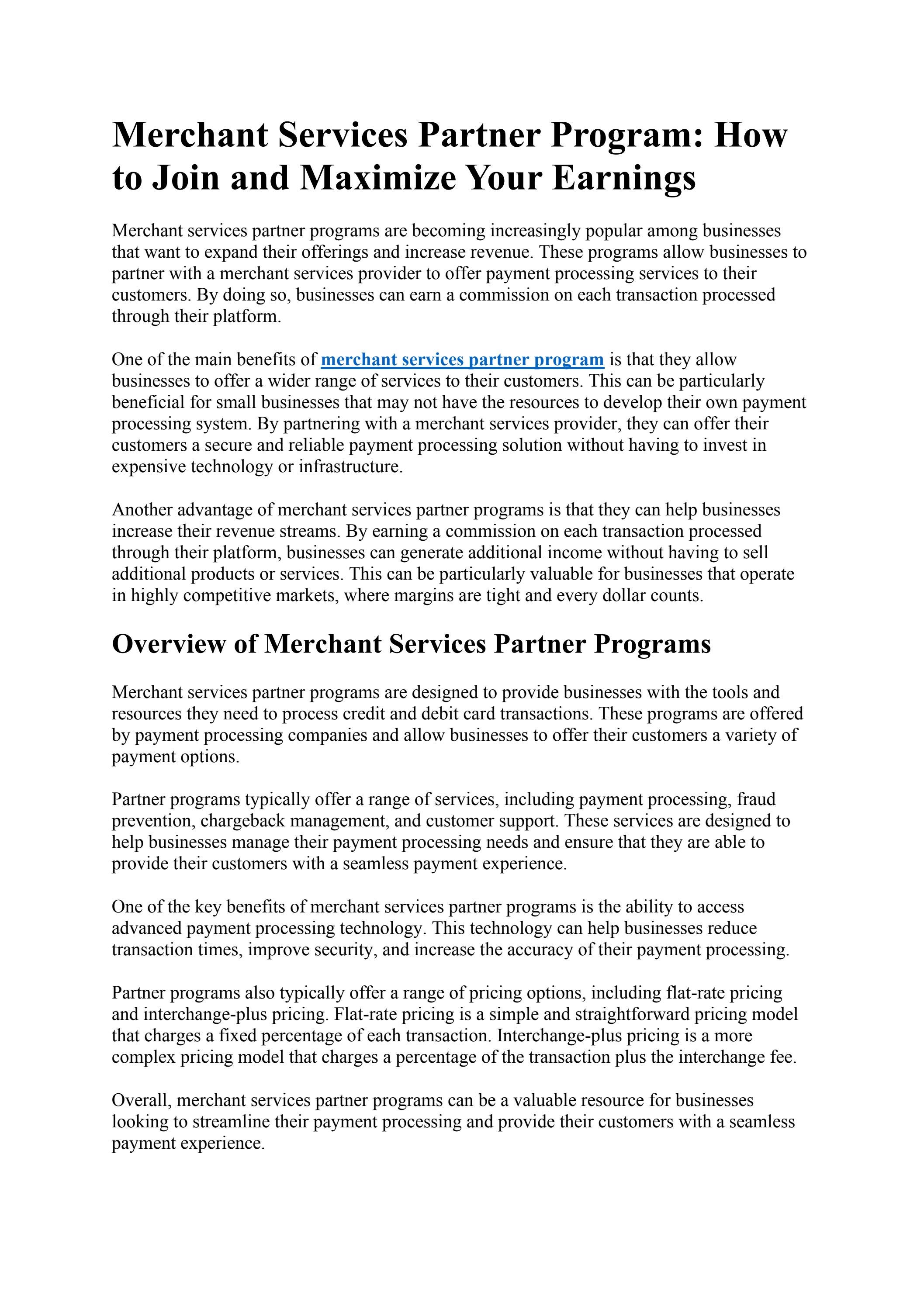 Merchant Services Partner Program: How to Join and Maximize Your ...