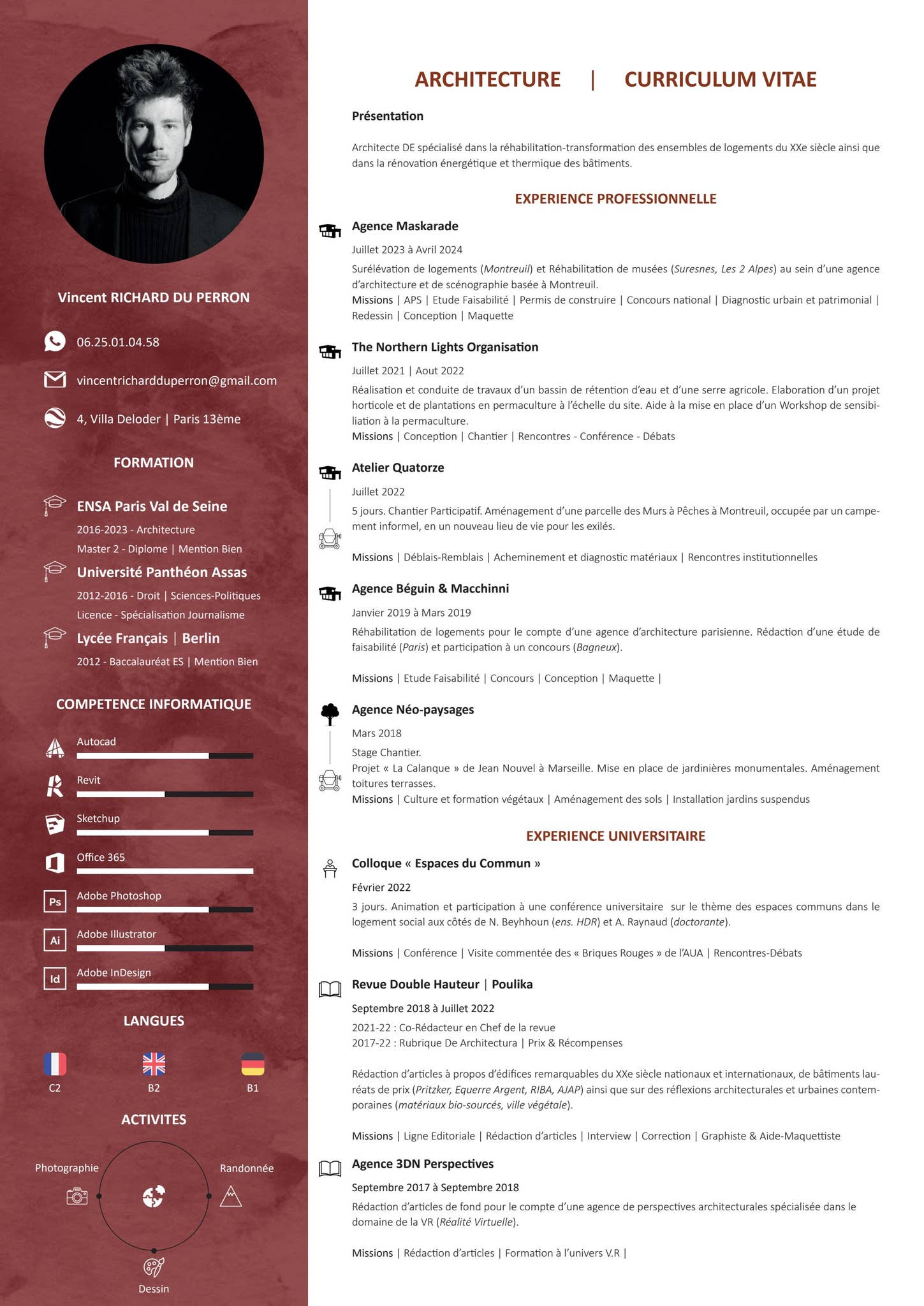 A+U Curriculum Vitae 2024 by Vincent Richard du Perron - Issuu