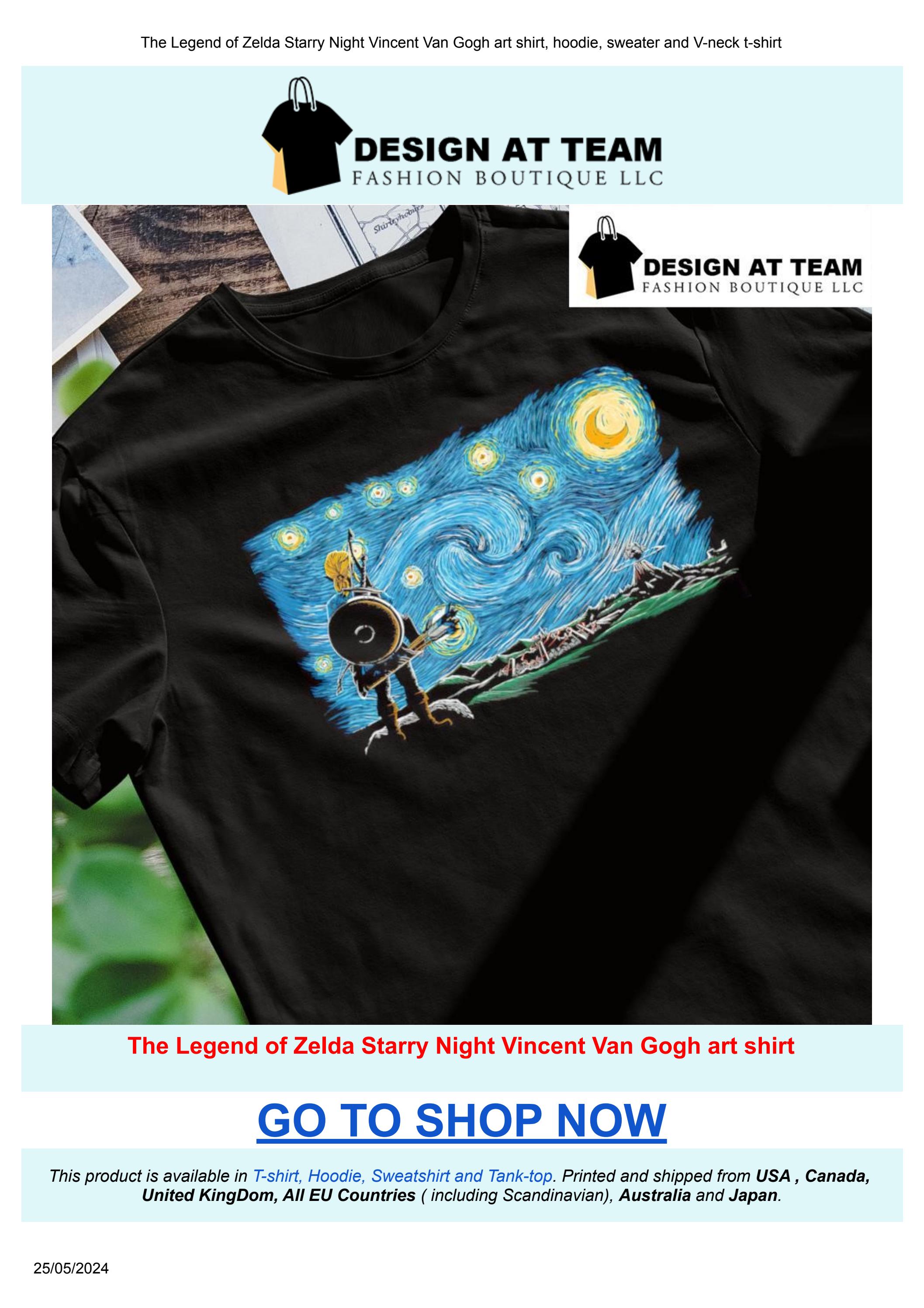 The Legend of Zelda Starry Night Vincent Van Gogh art shirt by Design ...