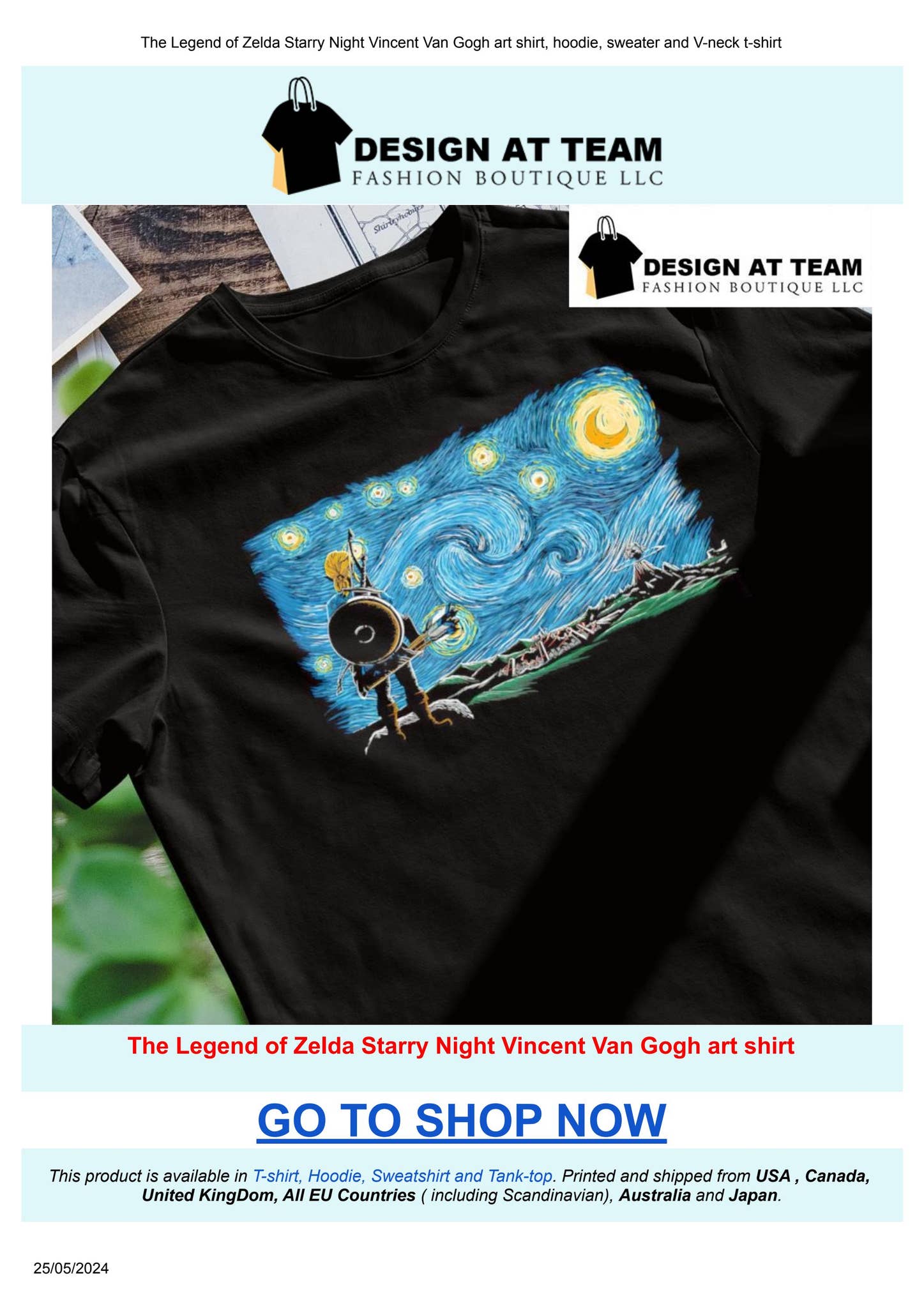 The Legend of Zelda Starry Night Vincent Van Gogh art shirt by Design ...