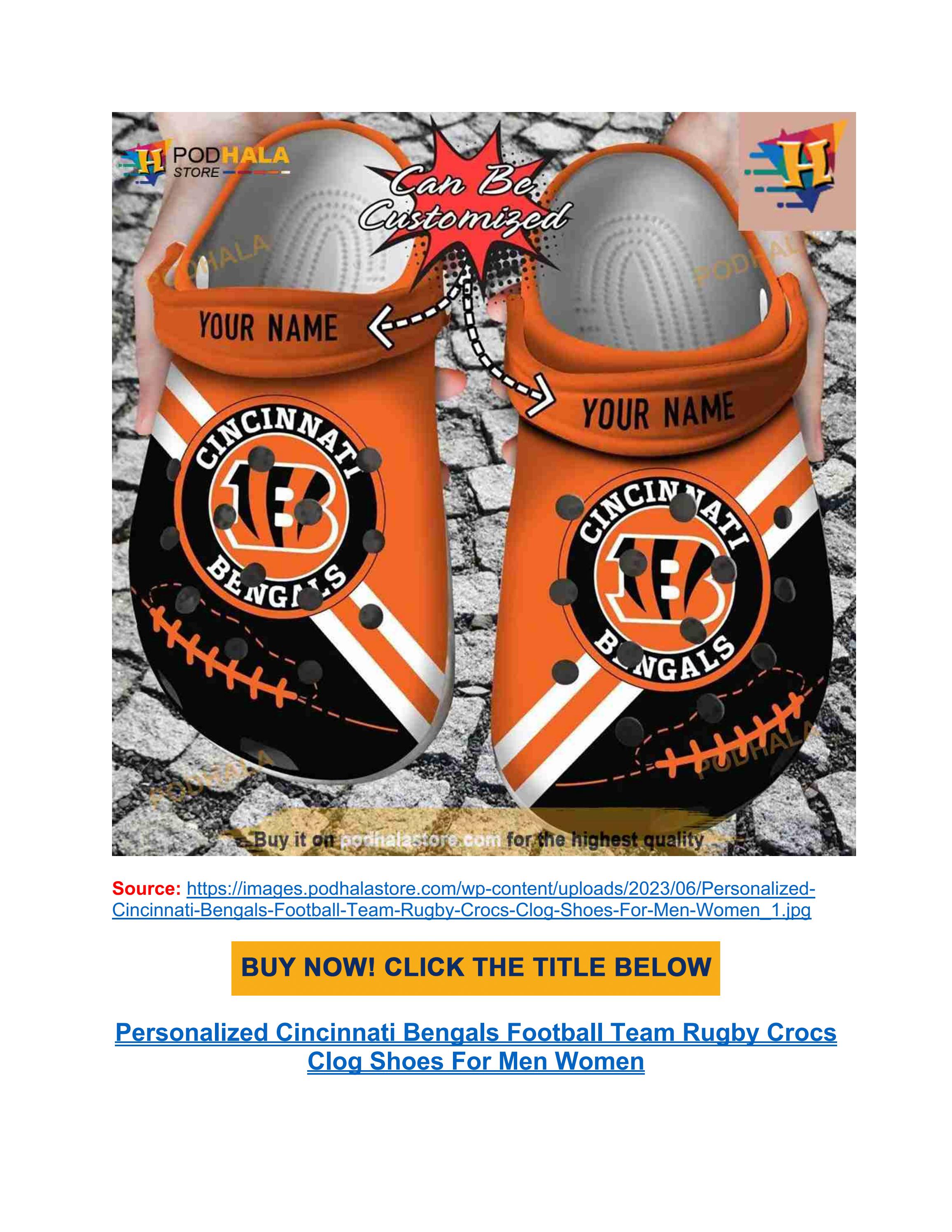 Personalized Cincinnati Bengals Football Team Rugby Crocs Clog Shoes ...