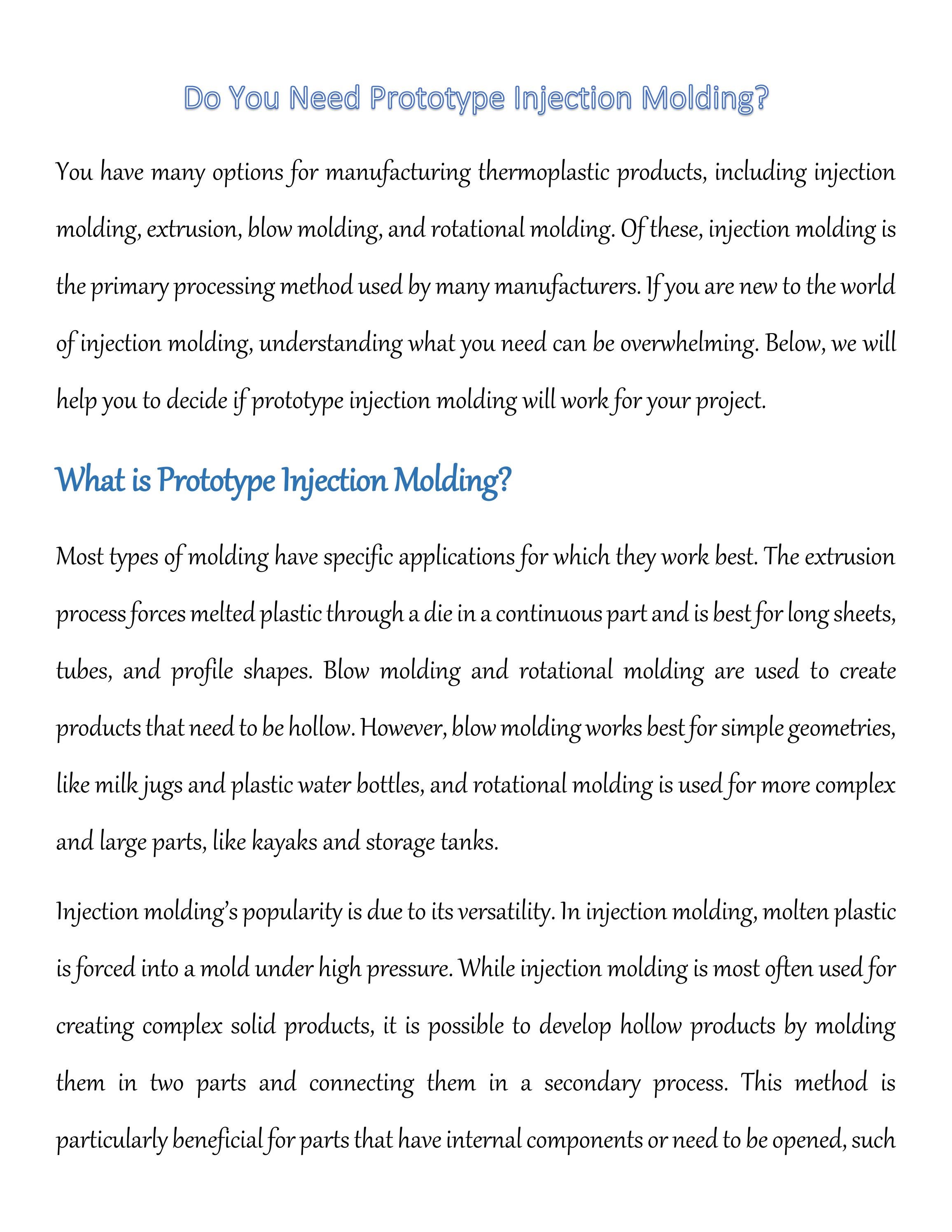 Do You Need Prototype Injection Molding? by Quickparts UK - Issuu