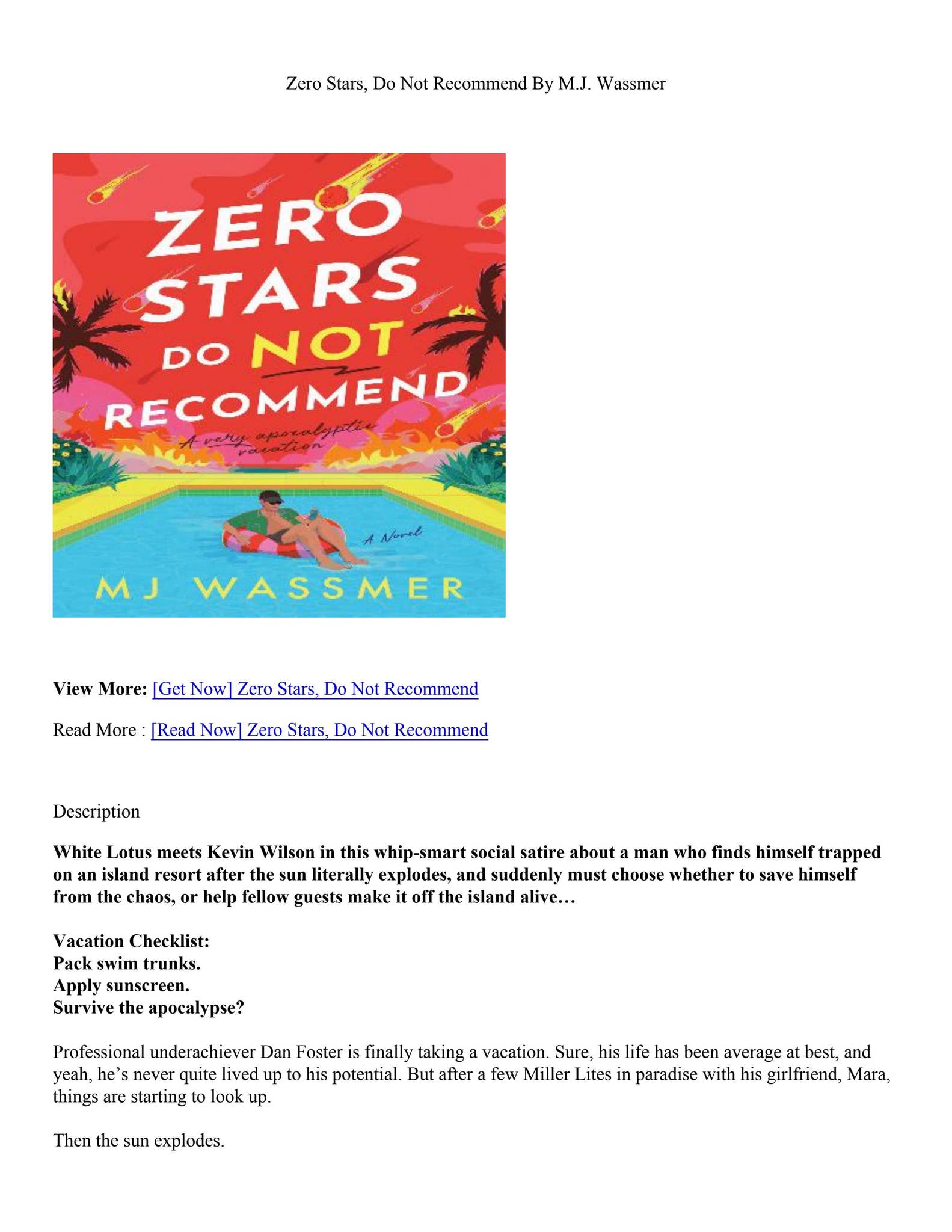 (PDF) Download Zero Stars, Do Not Recommend By M.J. Wassmer by ...