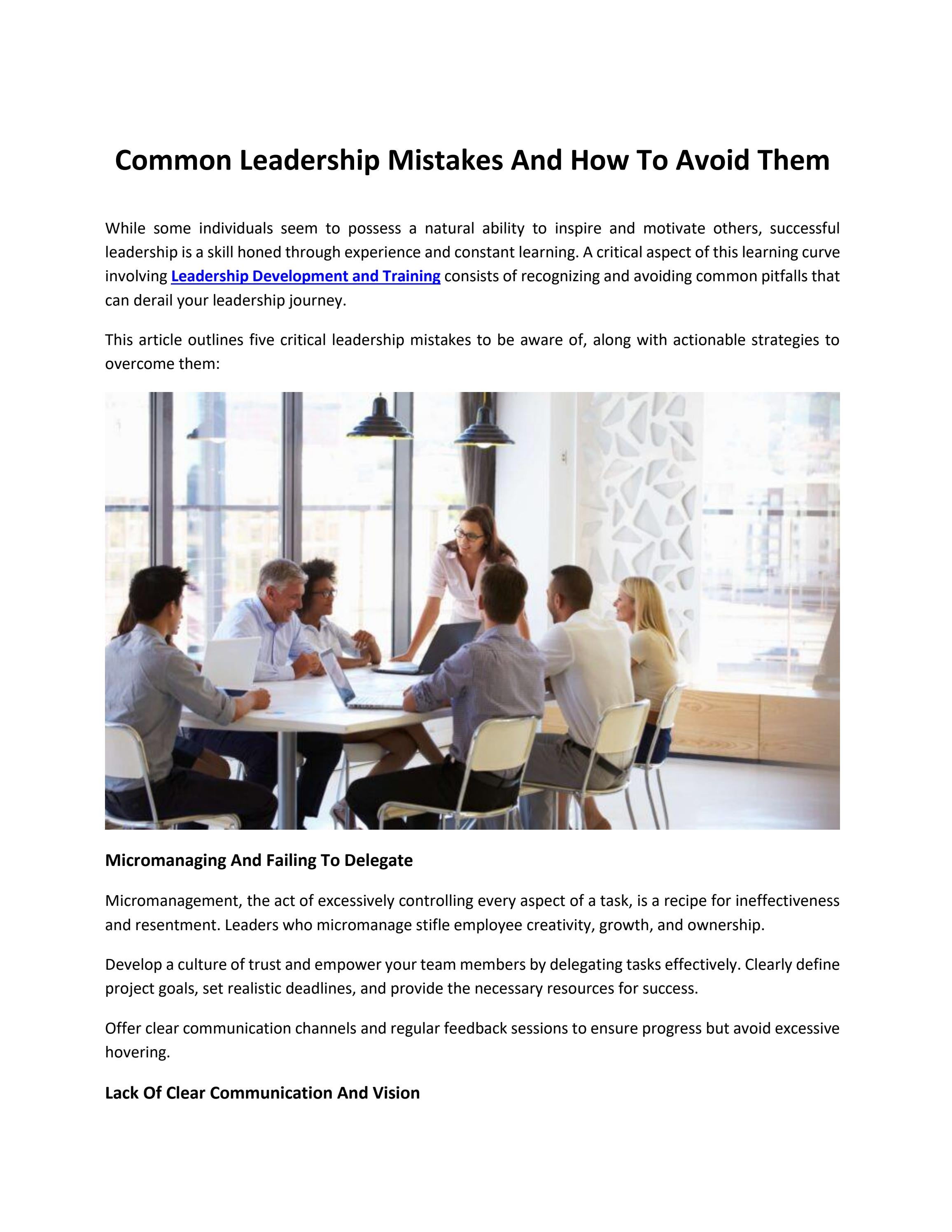 Common Leadership Mistakes And How To Avoid Them by Global Wilson ...