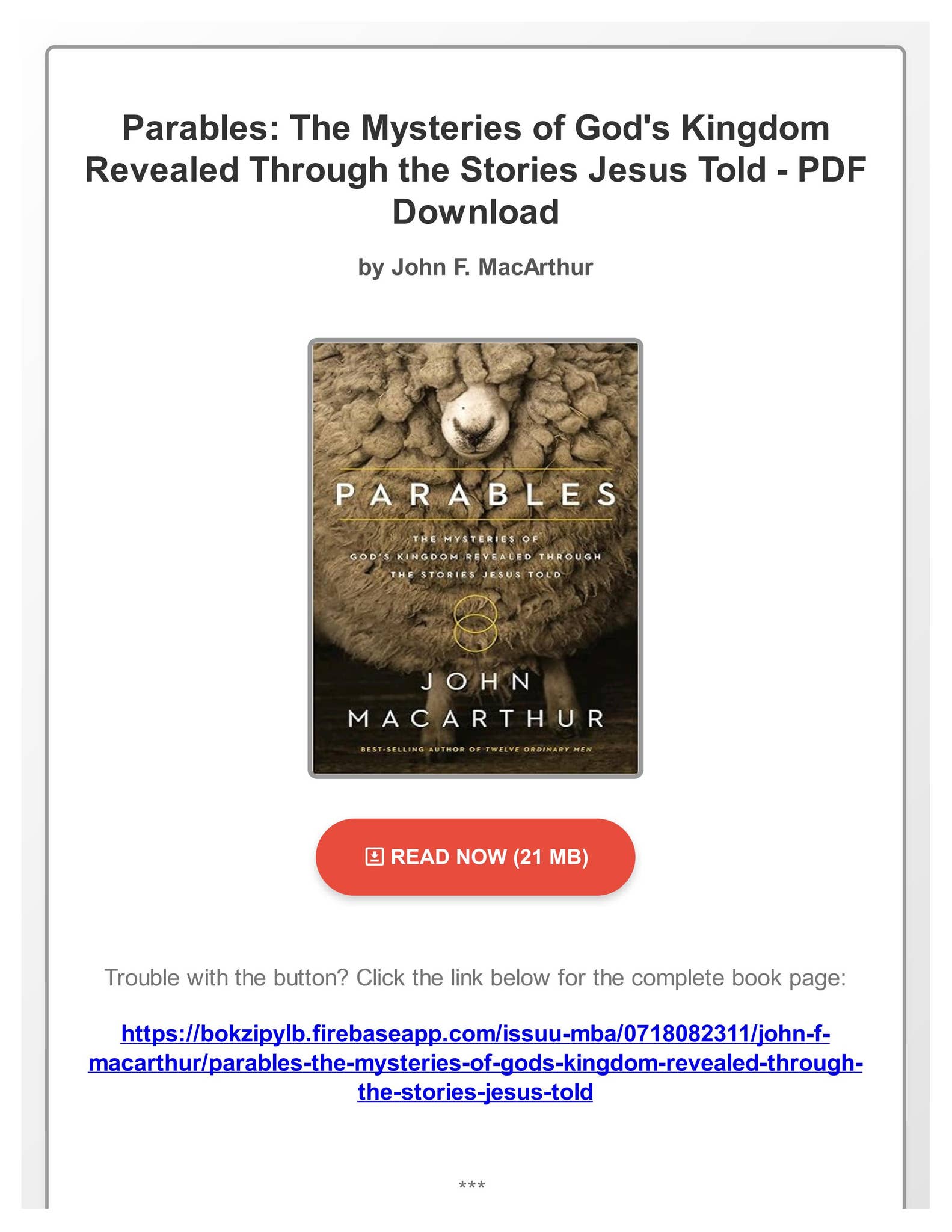 PDF Parables: The Mysteries of God's Kingdom Revealed Through the ...