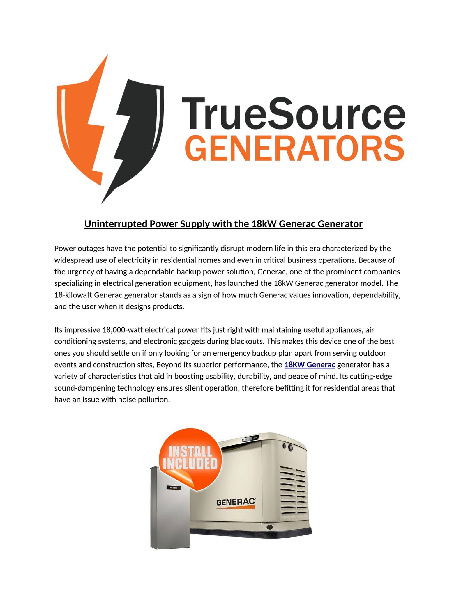 Uninterrupted Power Supply with the 18kW Generac Generator by ...
