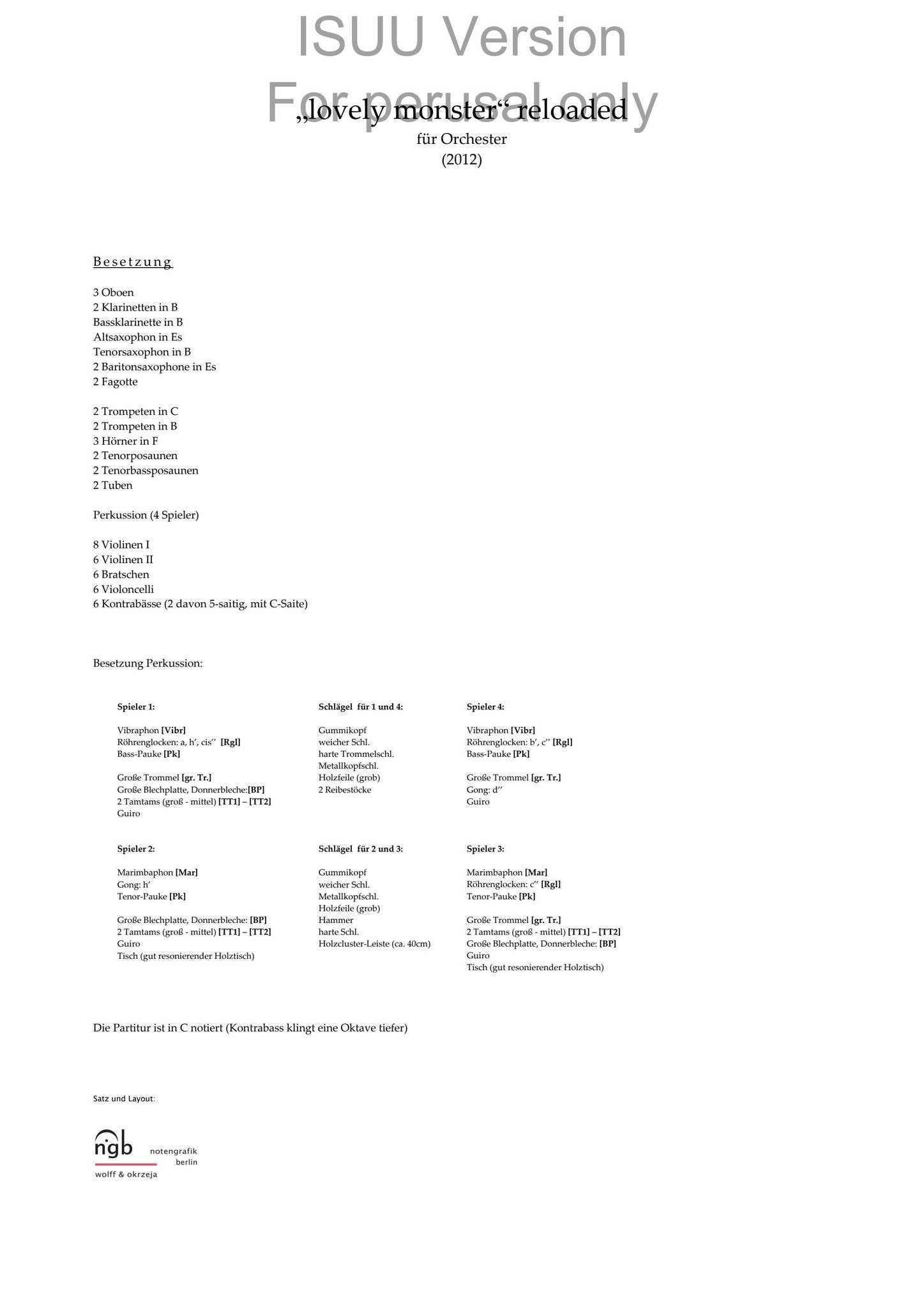 Bernhard Gander_lovely monster reloaded_EP12614_Score_ISUU Version ...