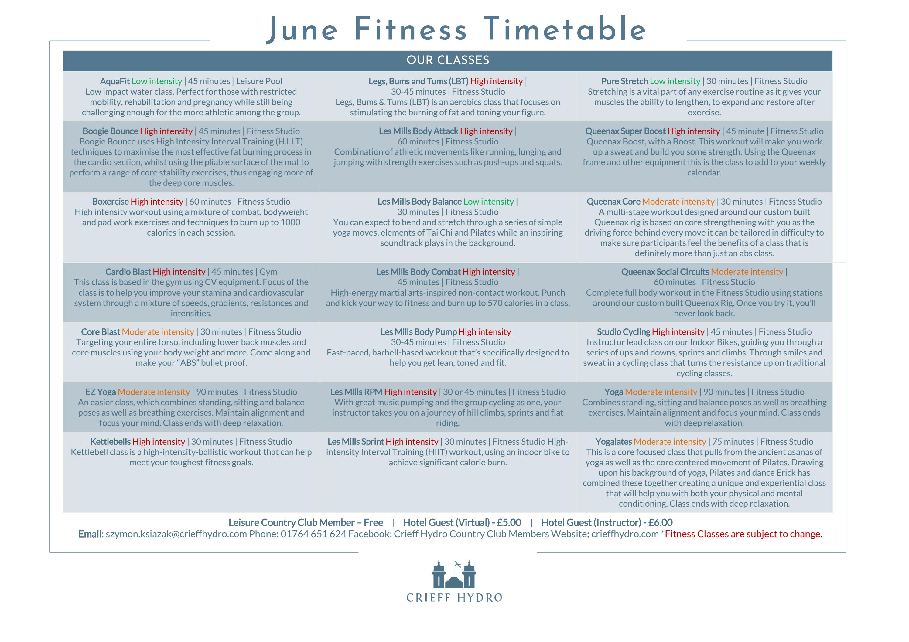 Fitness Timetable by Crieff Hydro - Issuu