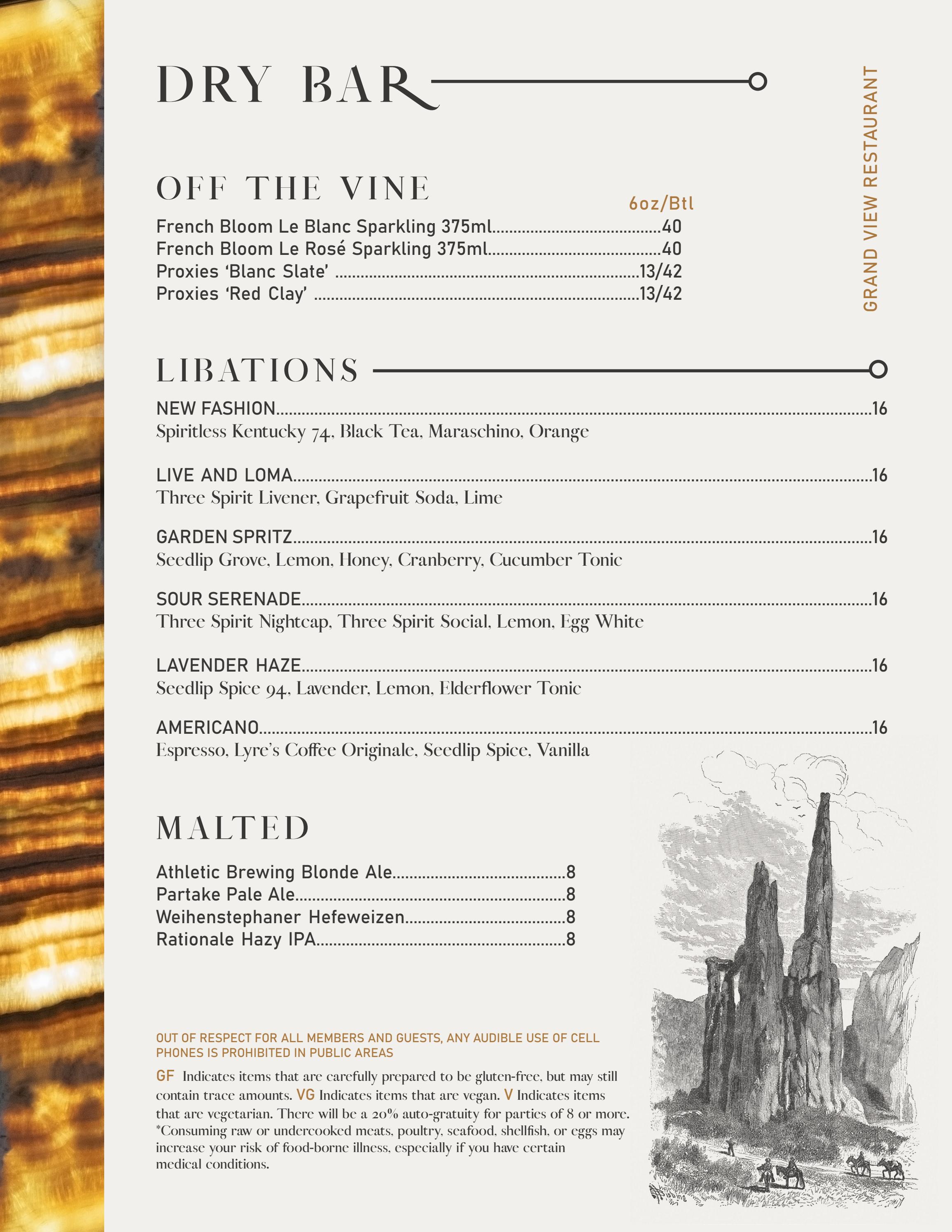 Dry Bar Menu by gardenofthegodsresortandclub - Issuu