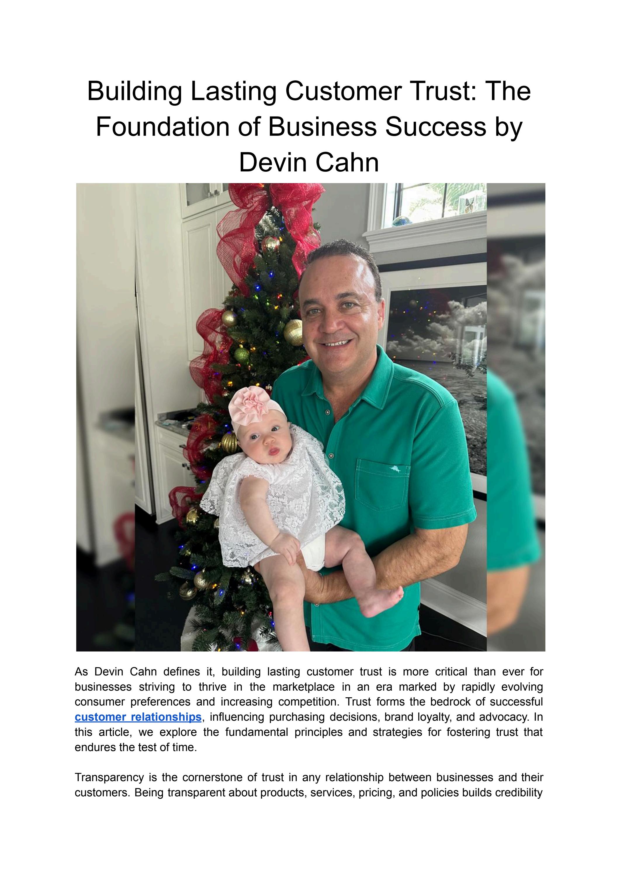 Building Lasting Customer Trust: The Foundation of Business Success by Devin Cahn by Devin Cahn ...