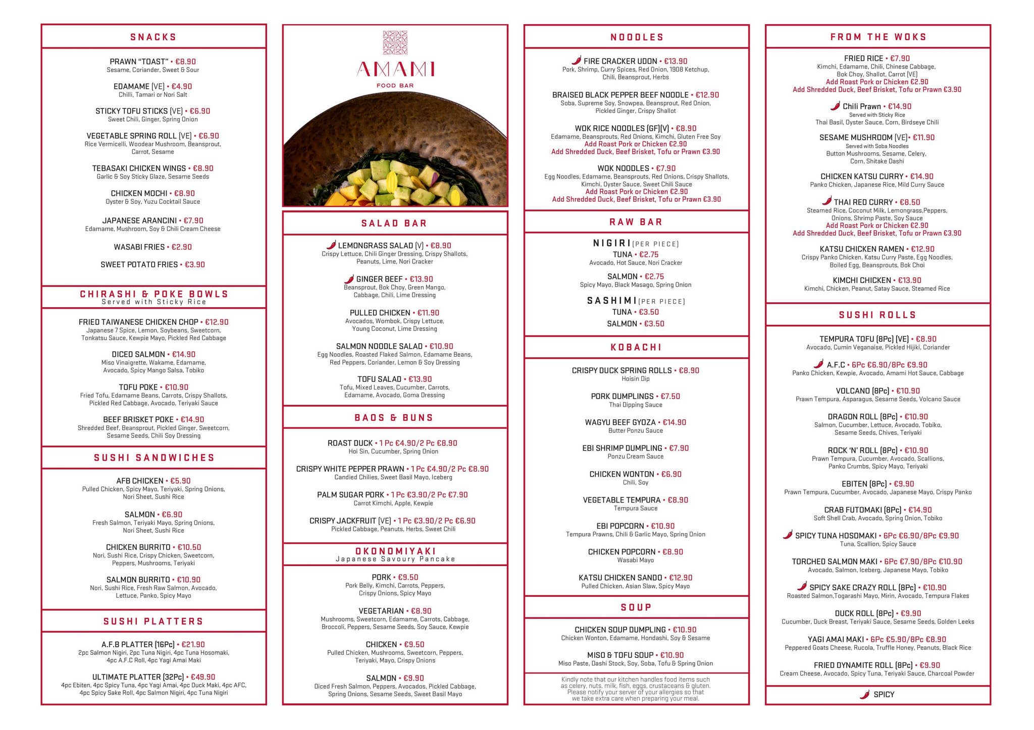 Amami Food Bar Menu by db Group Malta - Issuu