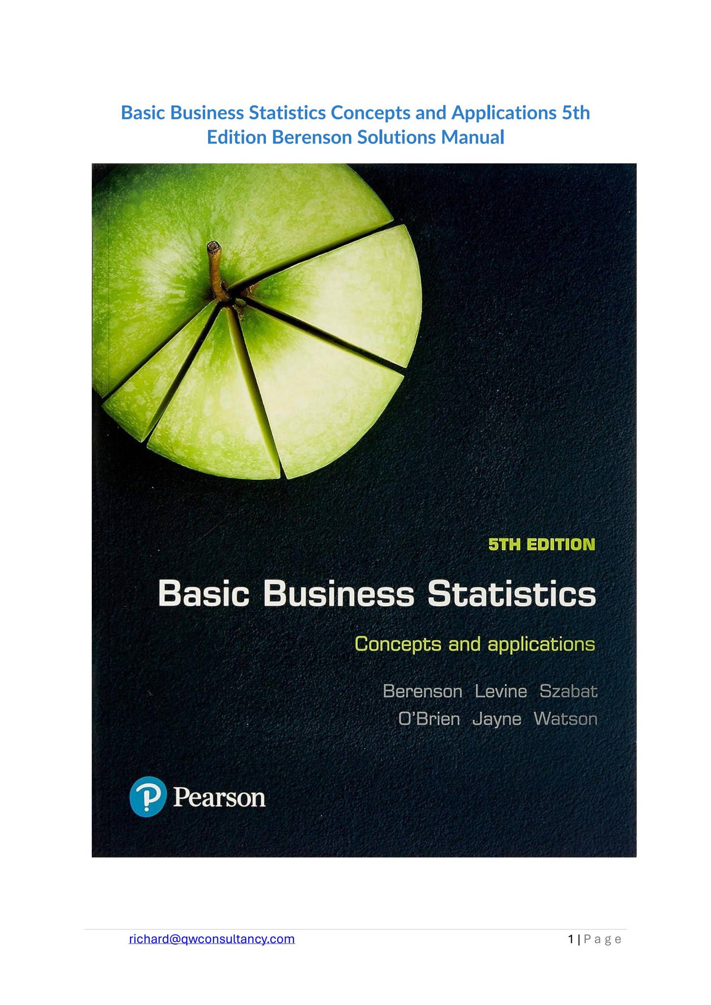Basic Business Statistics Concepts and Applications 5th Edition ...