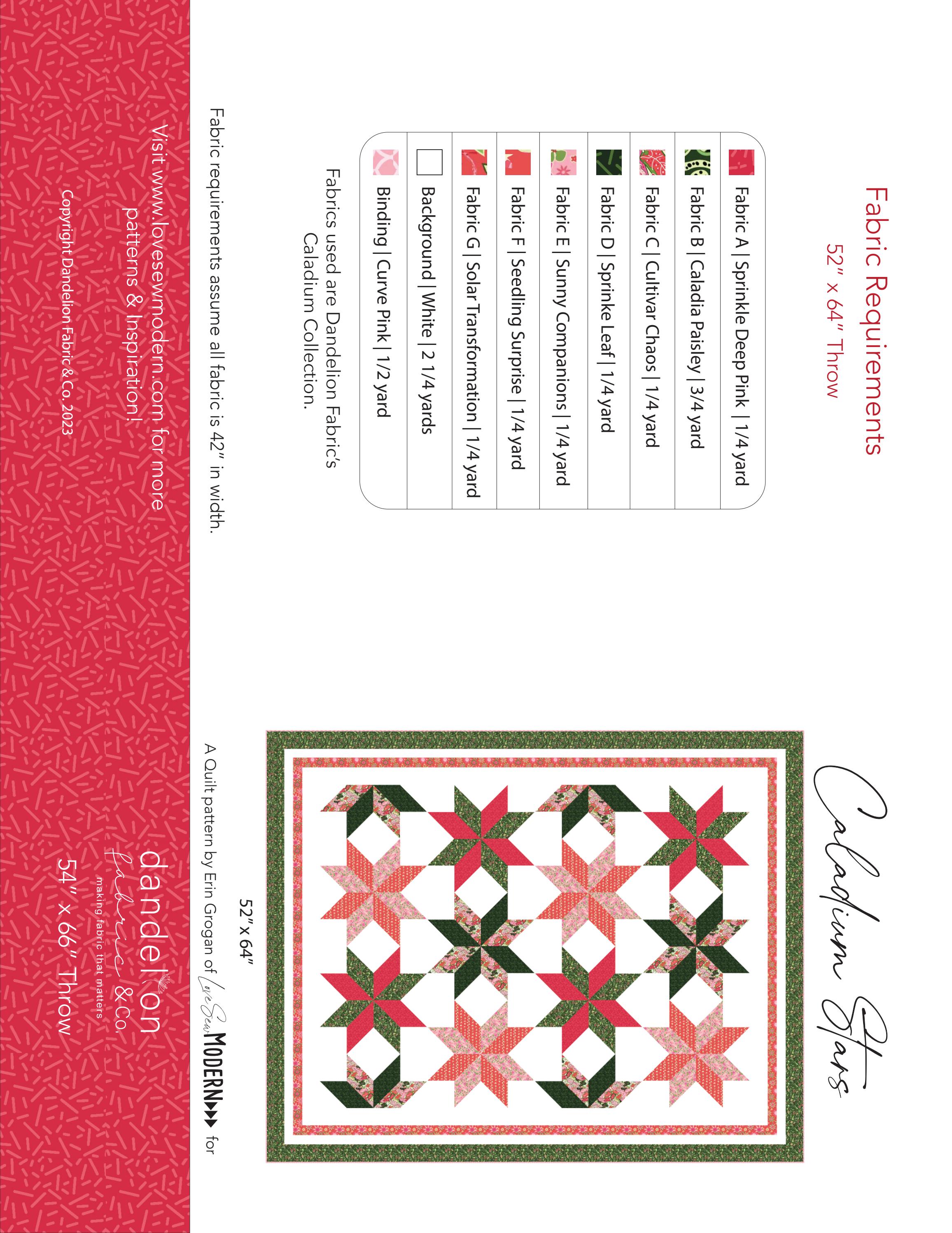 Dandelion Fabric & Co. - Caladium Stars Free Pattern by EE Schenck ...