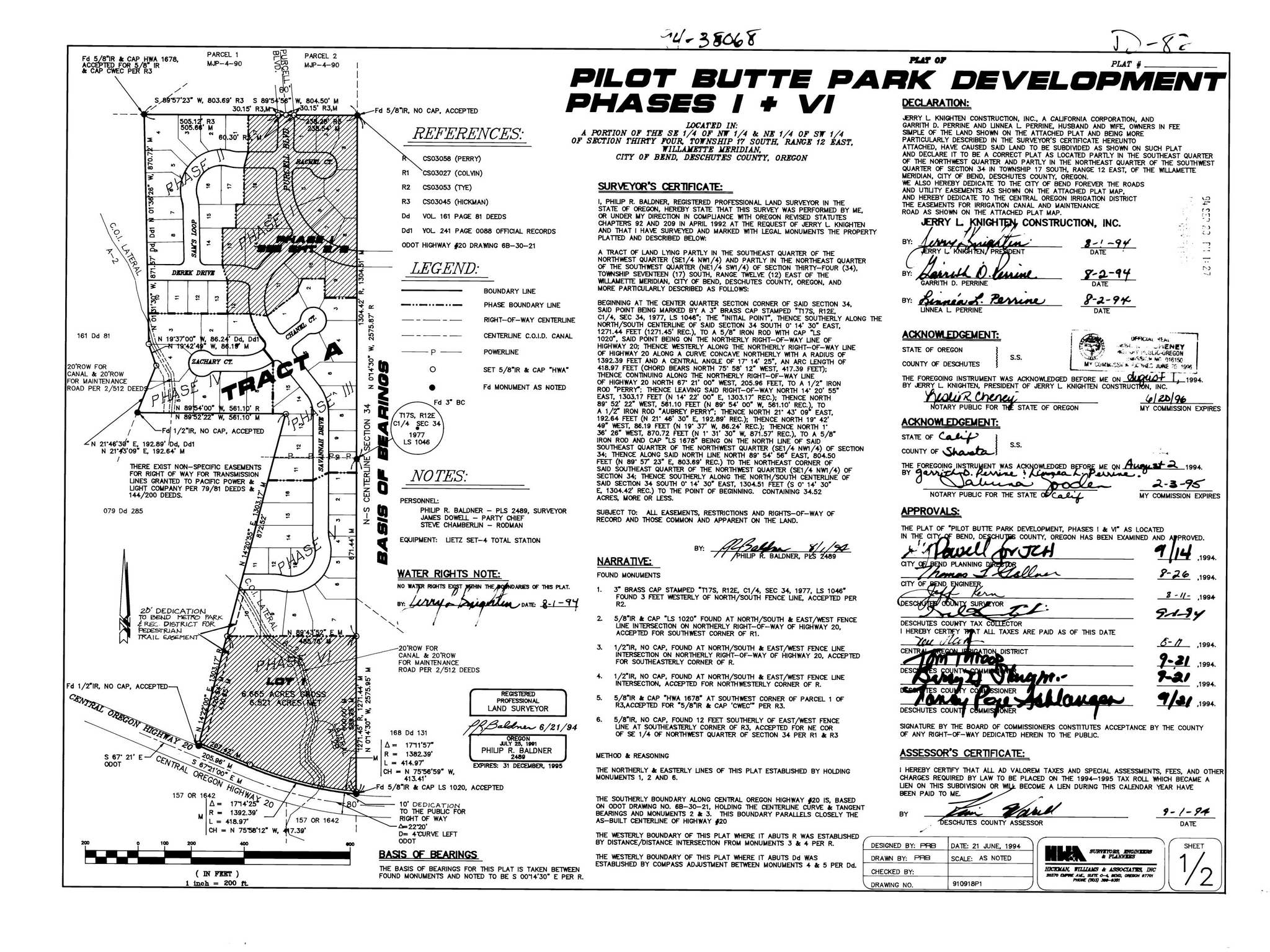 Pilot Butte Park Development Ph I - VI CC&R's by info-deschutestitle ...