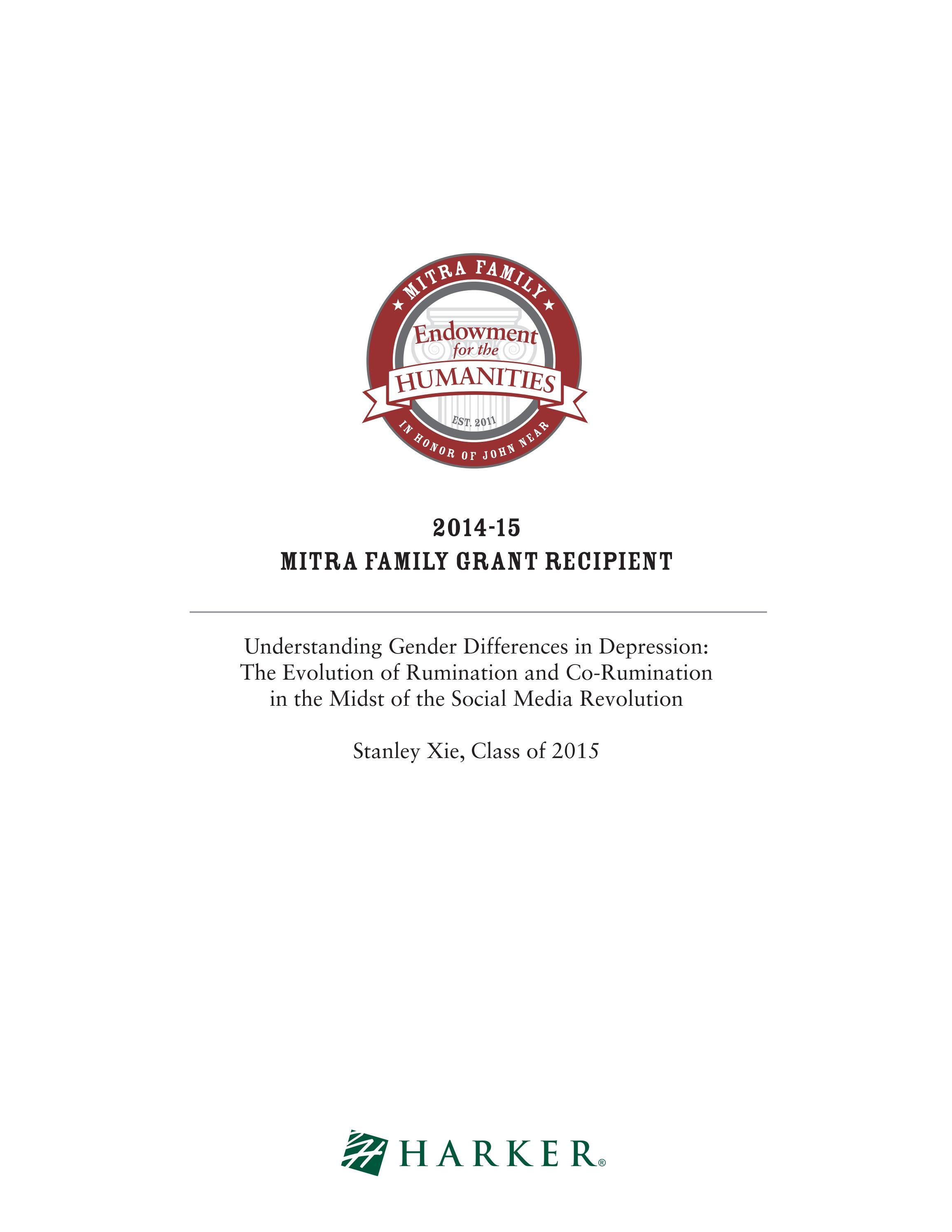 Stanley Xie - 2015 Mitra Scholar by The Harker School - Issuu