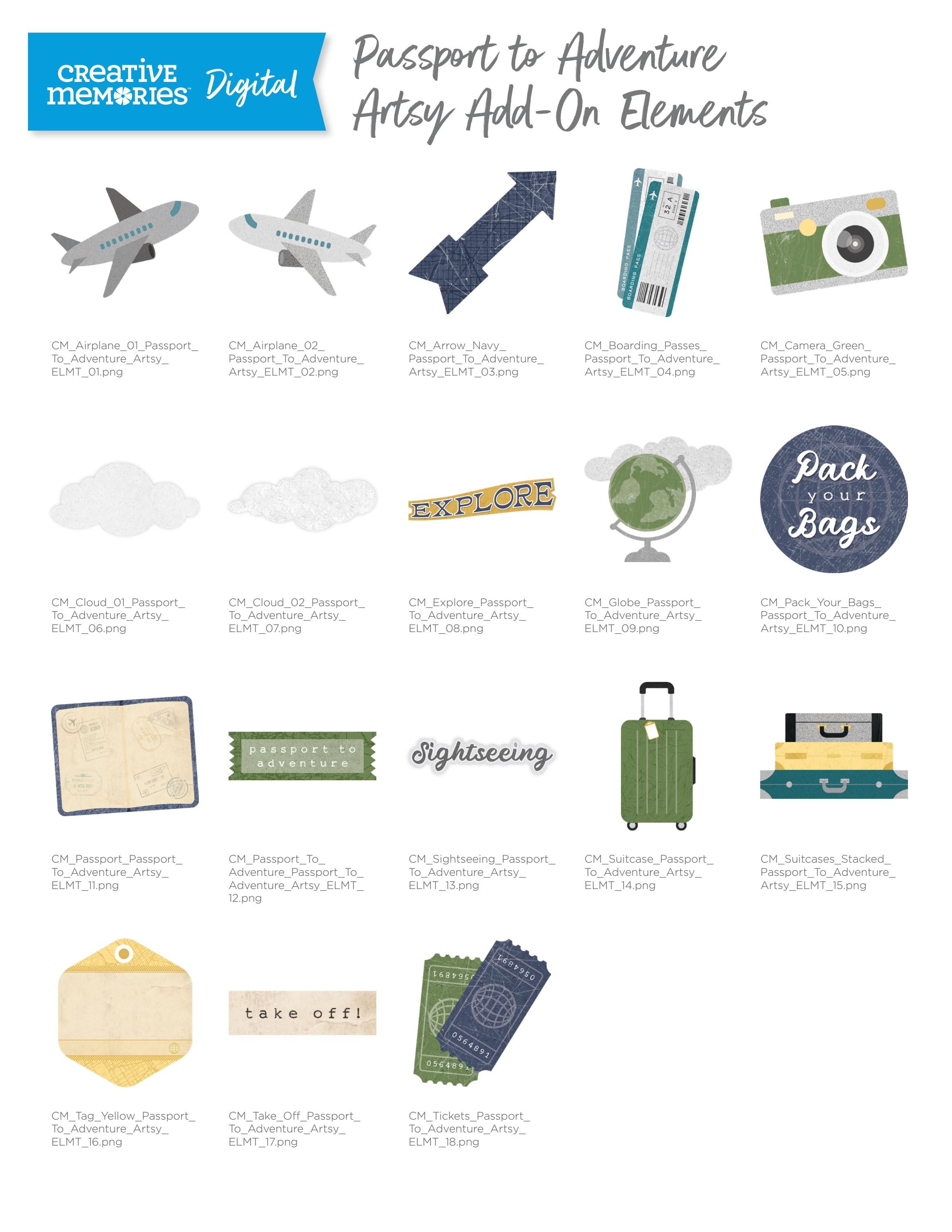 Passport to Adventure Artsy Add-On Digital Artwork Kit Preview by ...