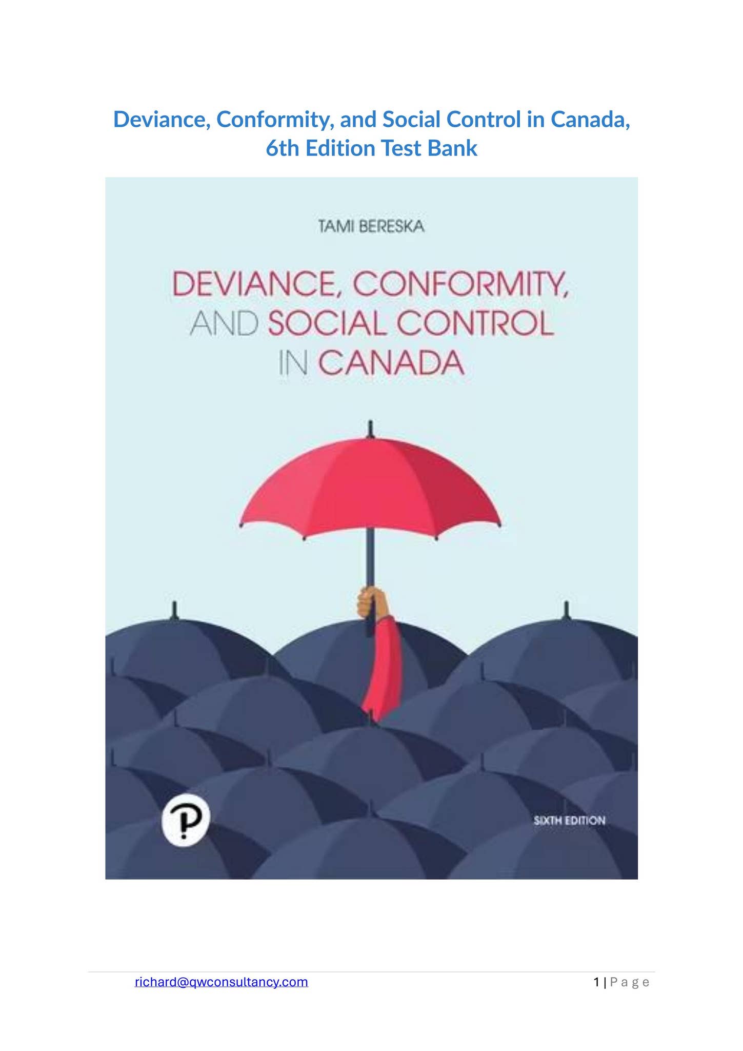 Deviance, Conformity, and Social Control in Canada, 6th Edition Test ...