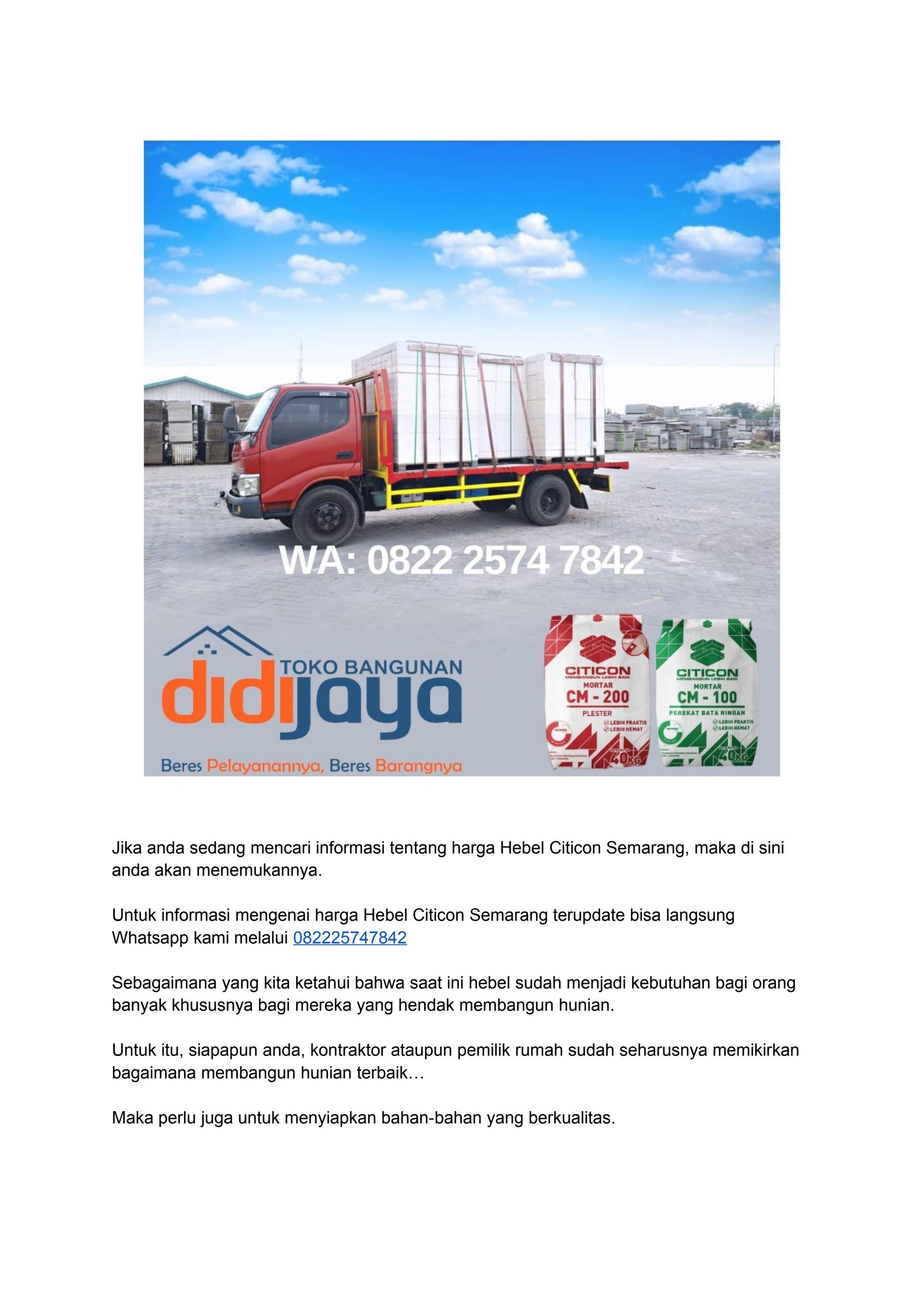 Cek Harga Hebel Citicon Semarang Terupdate Di Sini. WA 082225747842 by ...