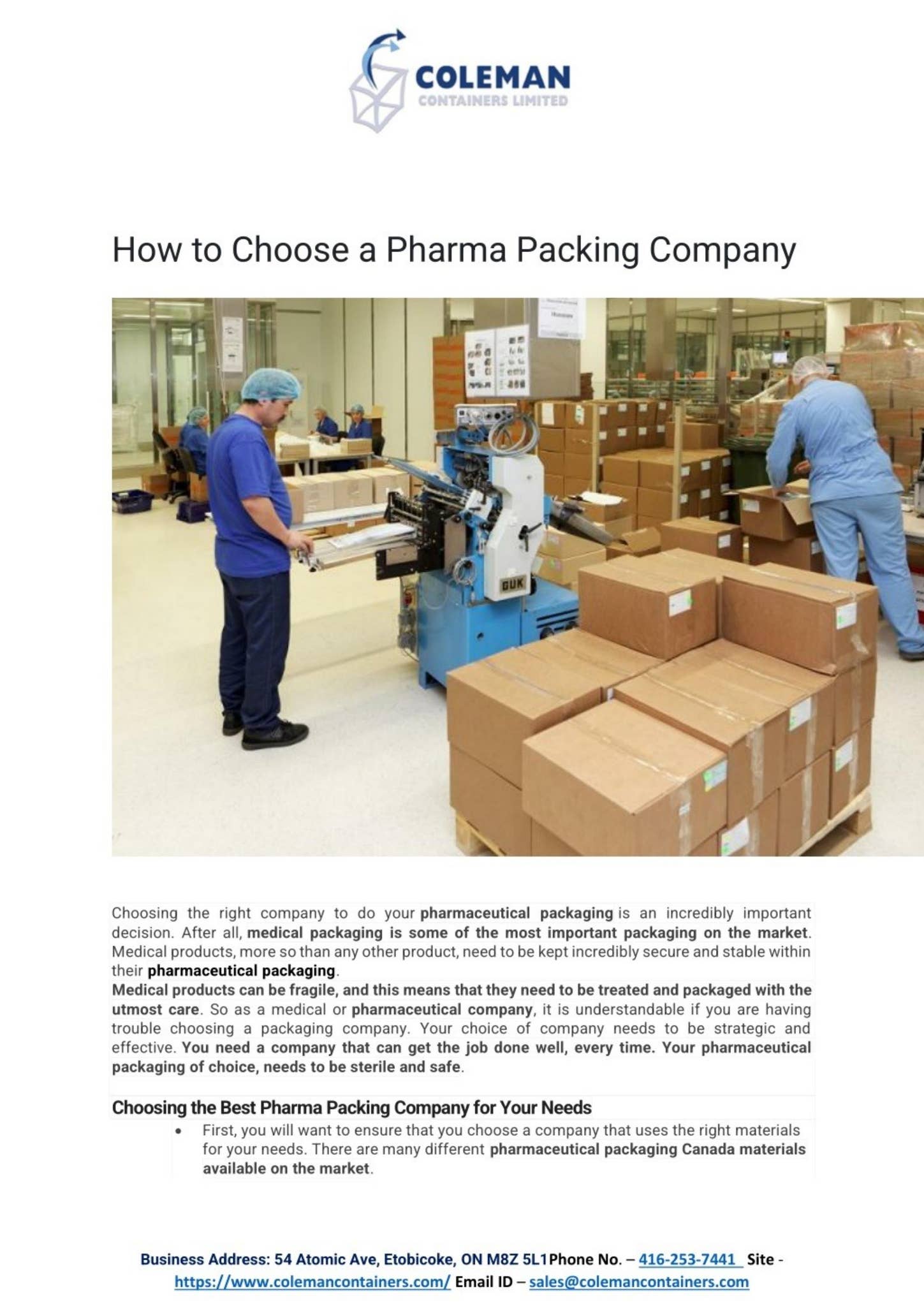 How to Choose a Pharma Packing Company by Coleman container - Issuu