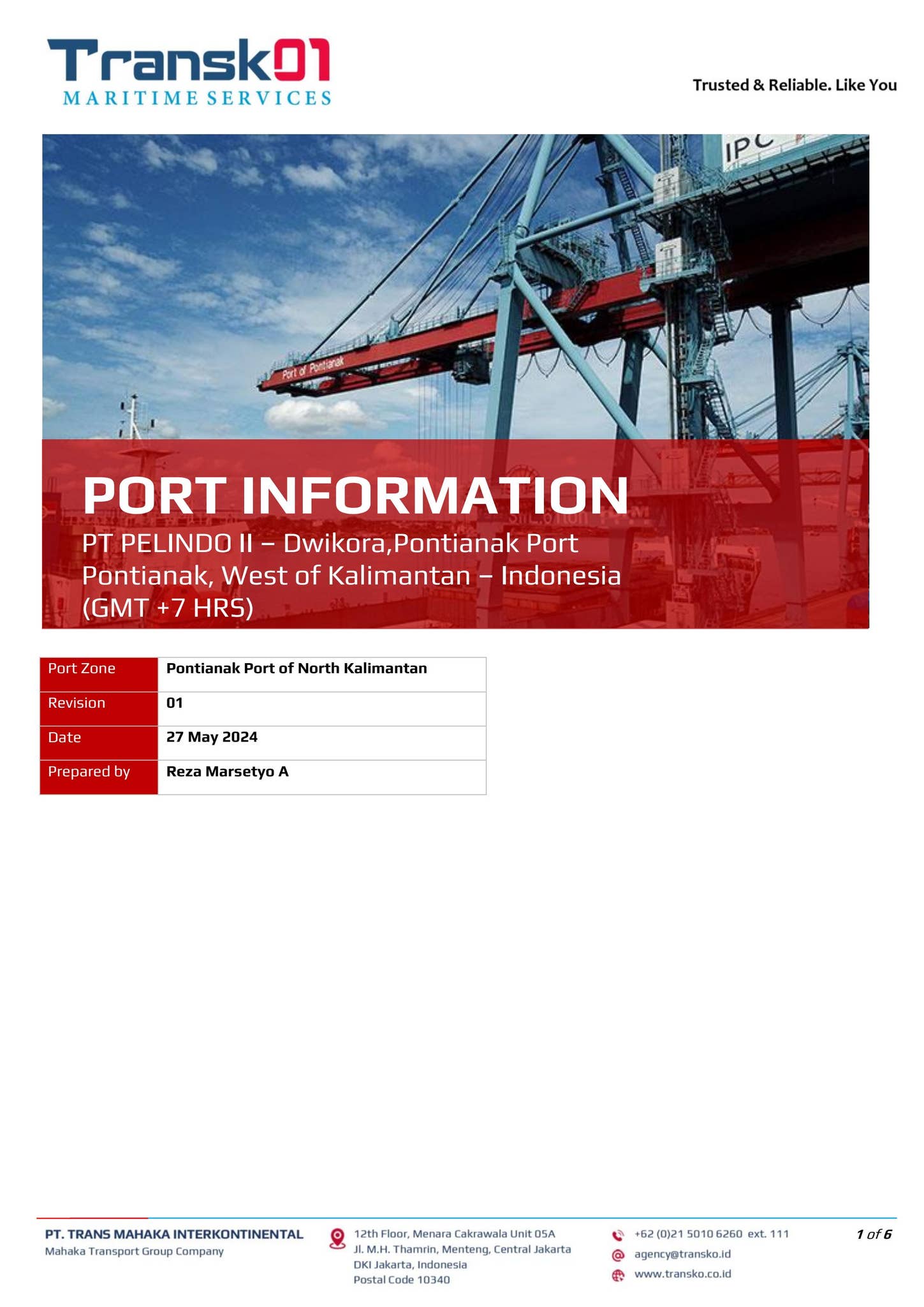 Port Information - Pontianak by Transk01 Maritime Services - Issuu