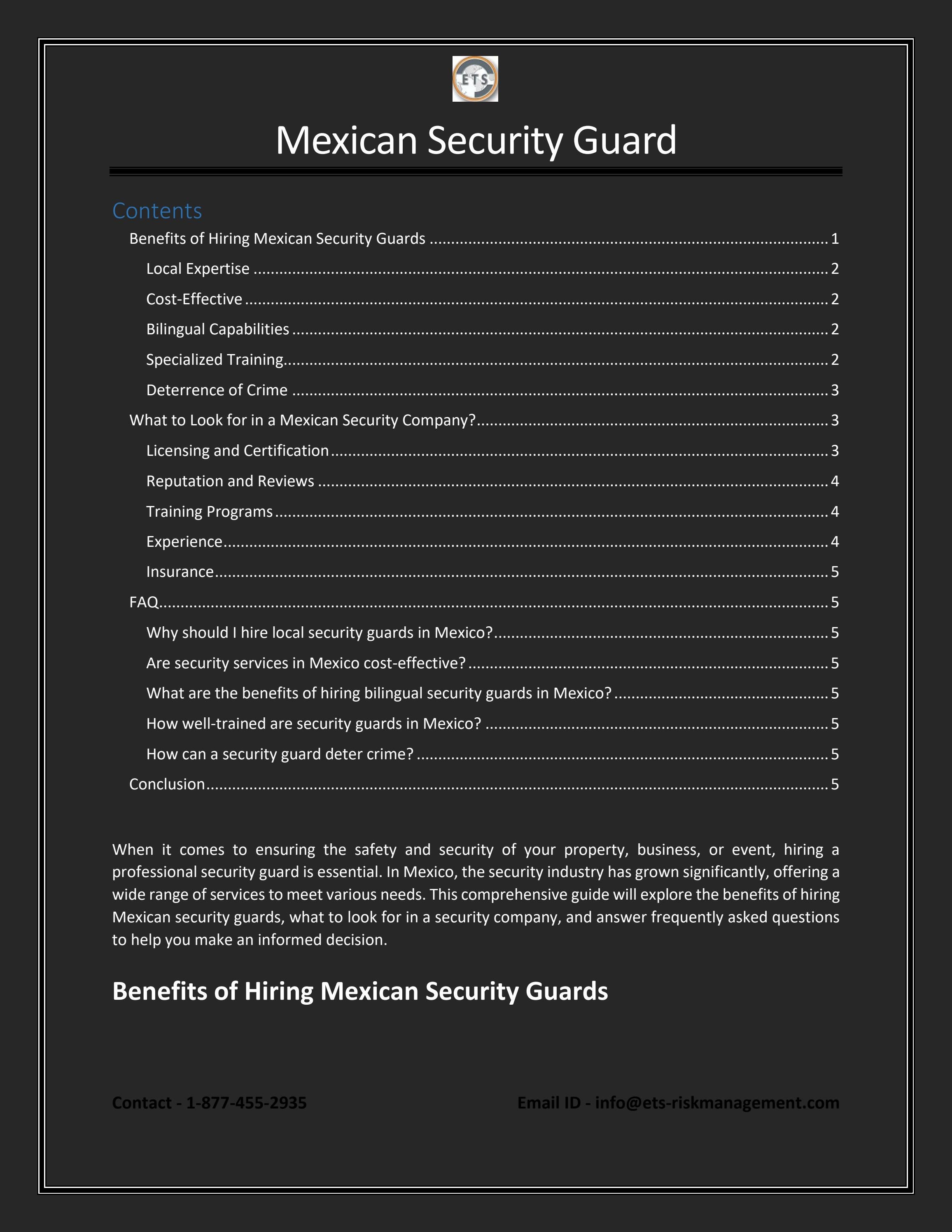Mexican Security Guard by Web Cures Digtal - Issuu