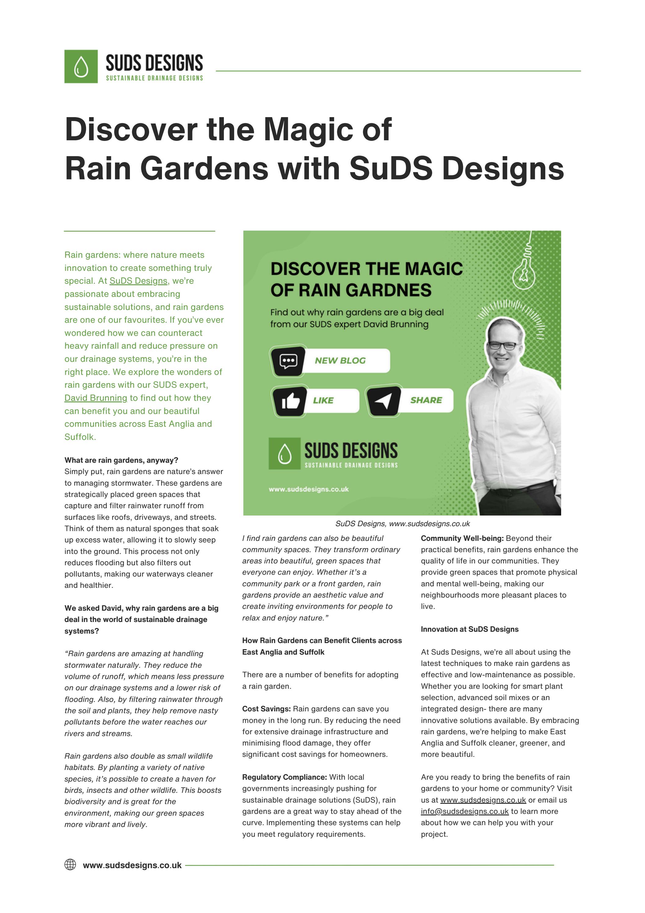 Discover the Magic of Rain Gardens with SuDS Designs by Structural ...