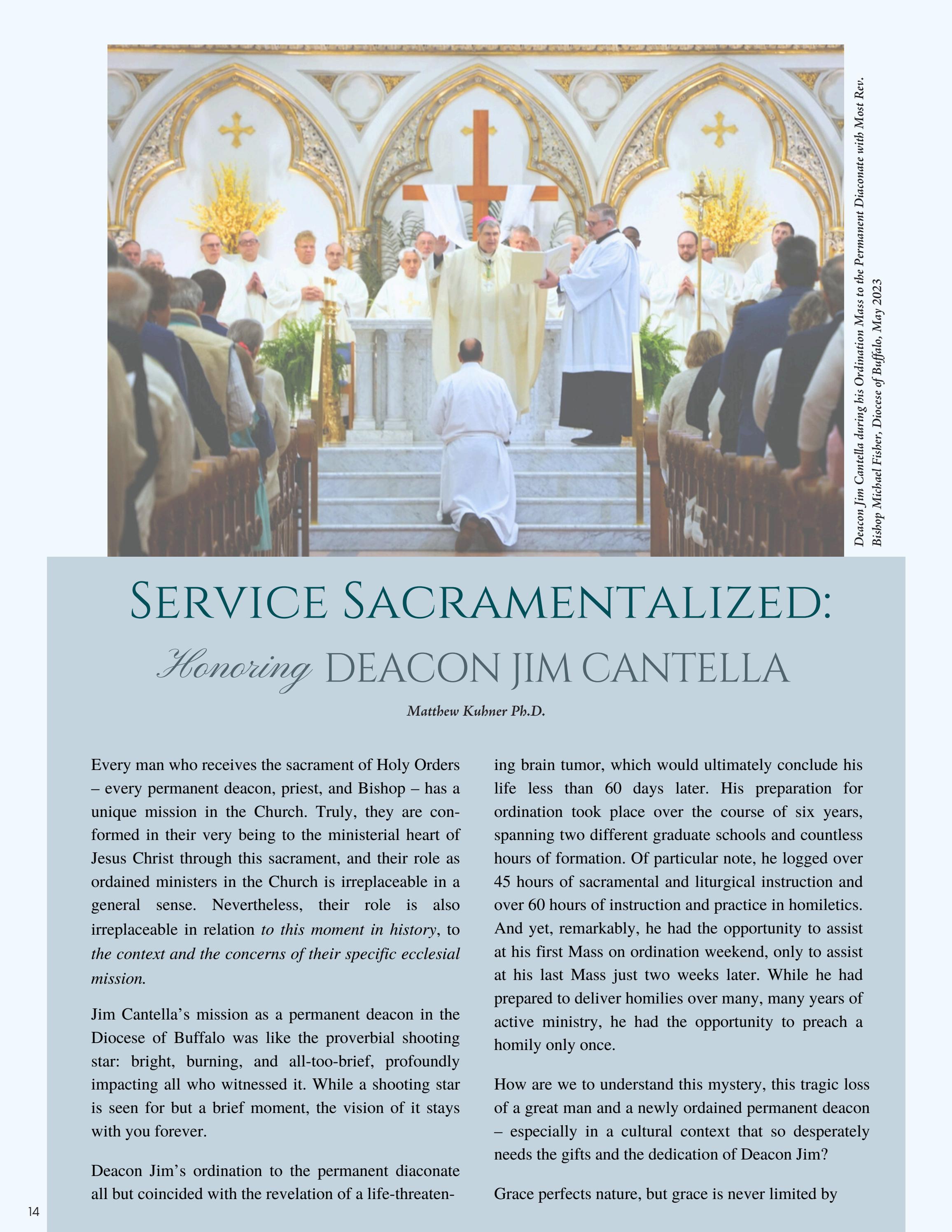Service Sacramentalized: Honoring Deacon Jim Cantella by SBSTM - Issuu