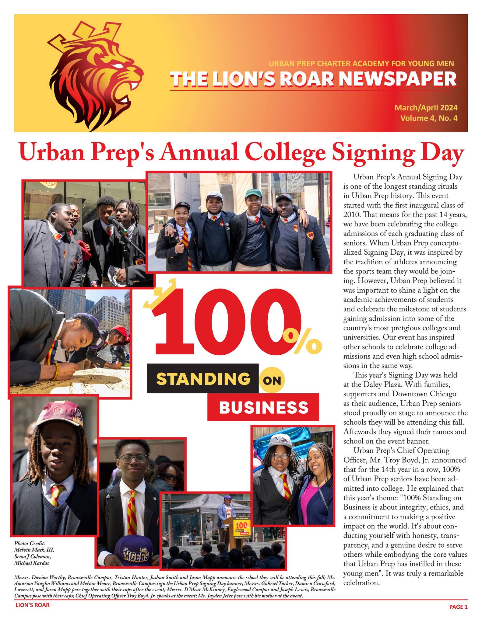The Lion's Roar Newspaper: Volume 4 No. 4 by Urban Prep's Lions Roar ...